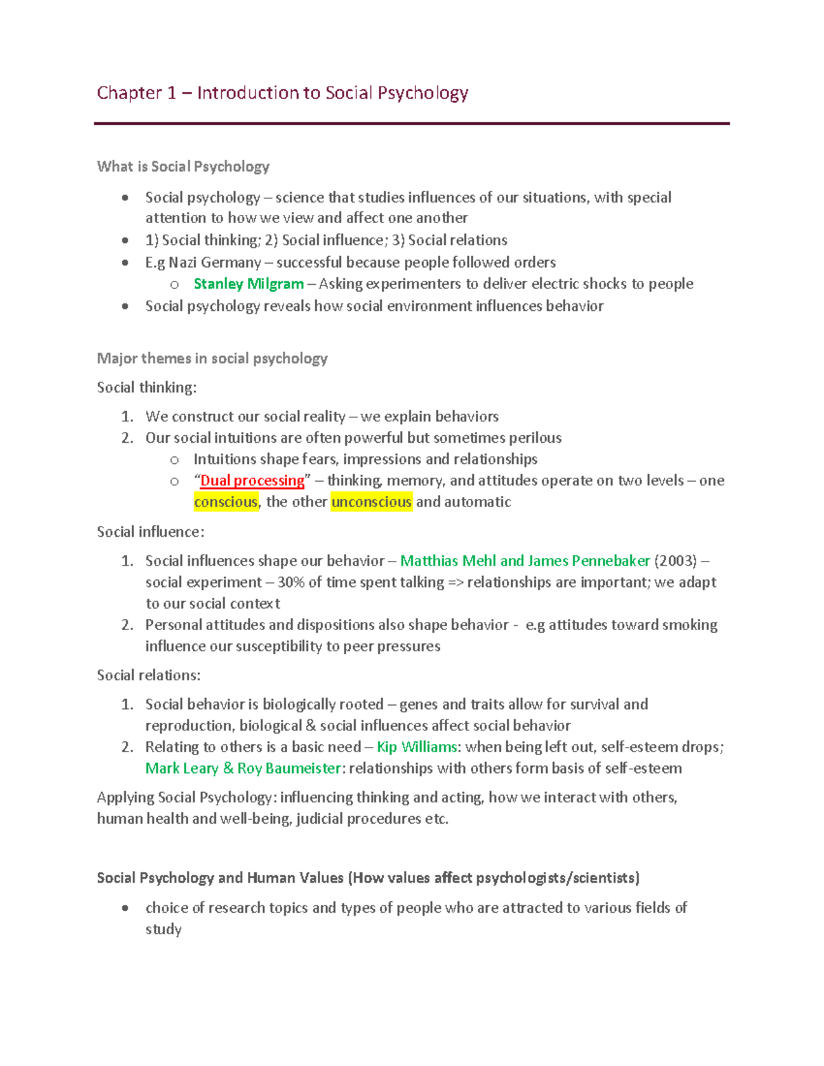 Summary Psychology Chapters 1 4 6 8 10 Chapter 1 Introduction