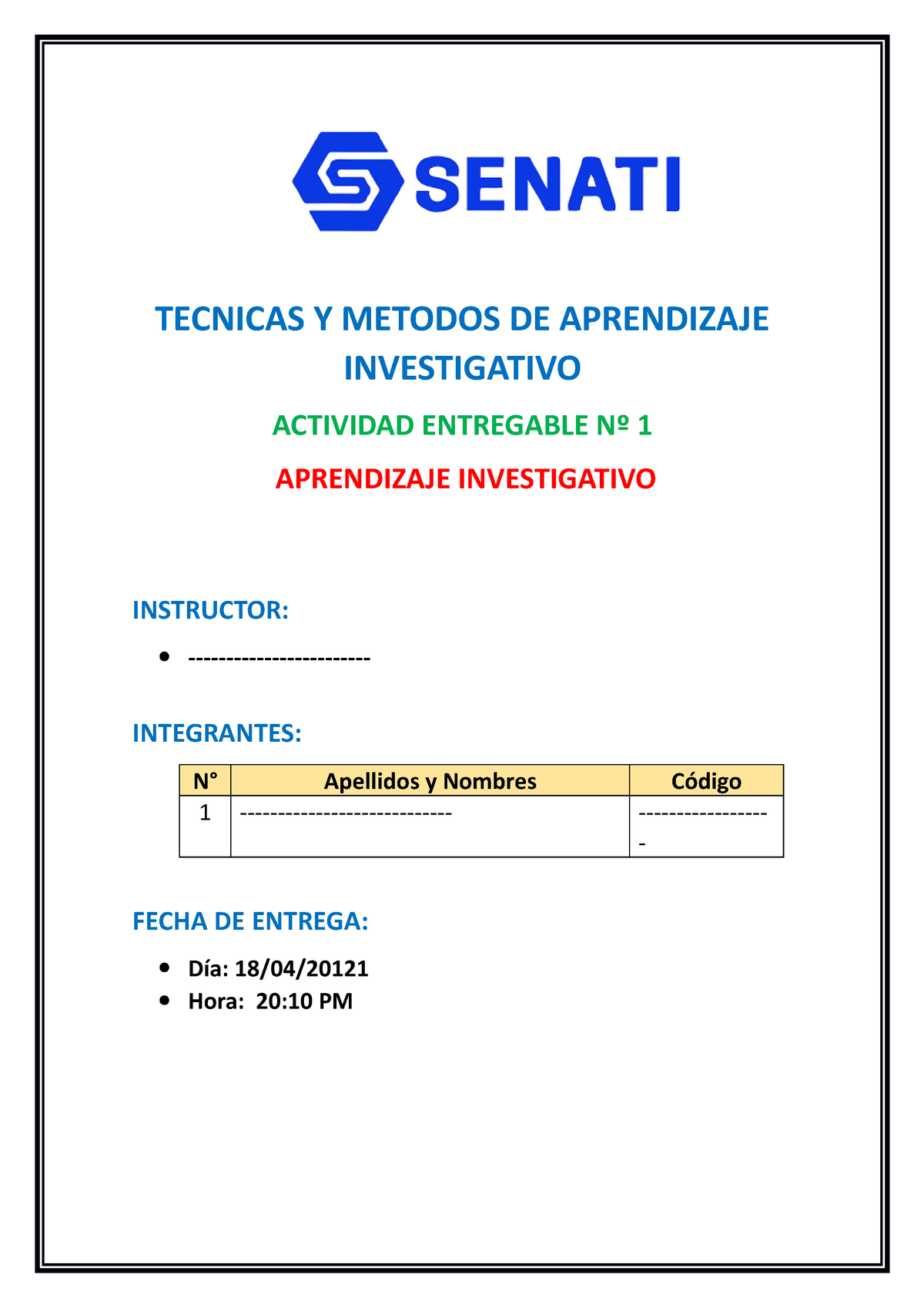 Actividad Entregable 1 Técnicas Y Métodos Senati Tecnicas Y Metodos