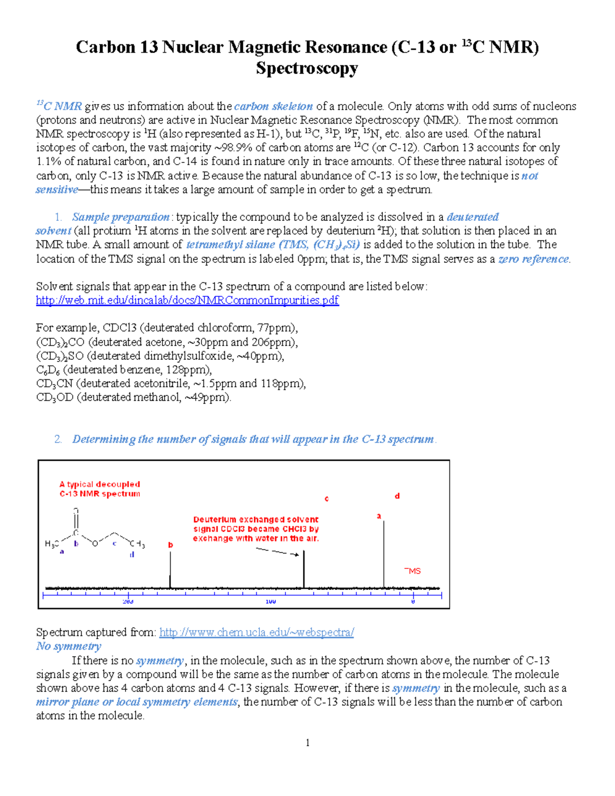 Organic Chemistry Carbon 13 Nuclear Magnetic Resonance C 13 Or 13 C