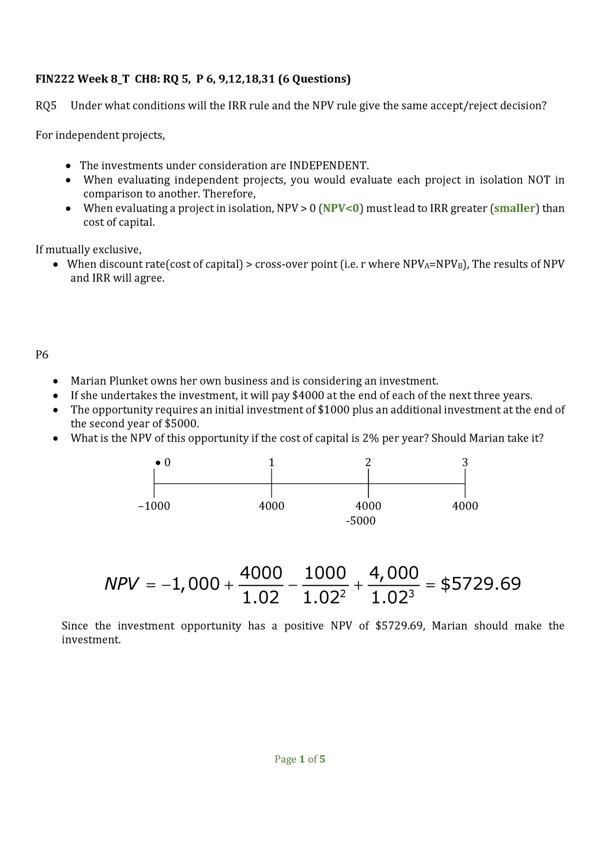 Week 8 Tutorial Solutions Fin222 Week 8t Ch8 Rq 5 P 6 9121831