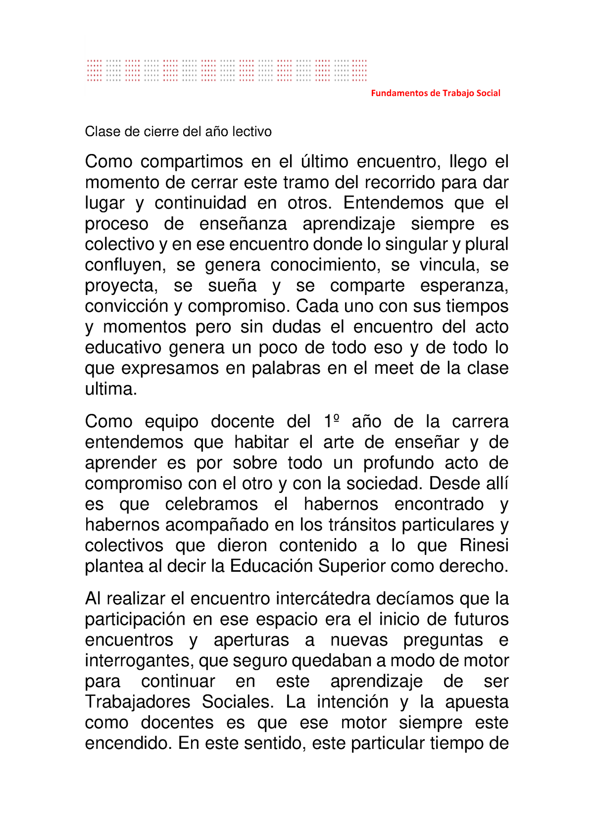 Clase 30 8 De Noviembre De Cierre Fundamentos De Trabajo Social