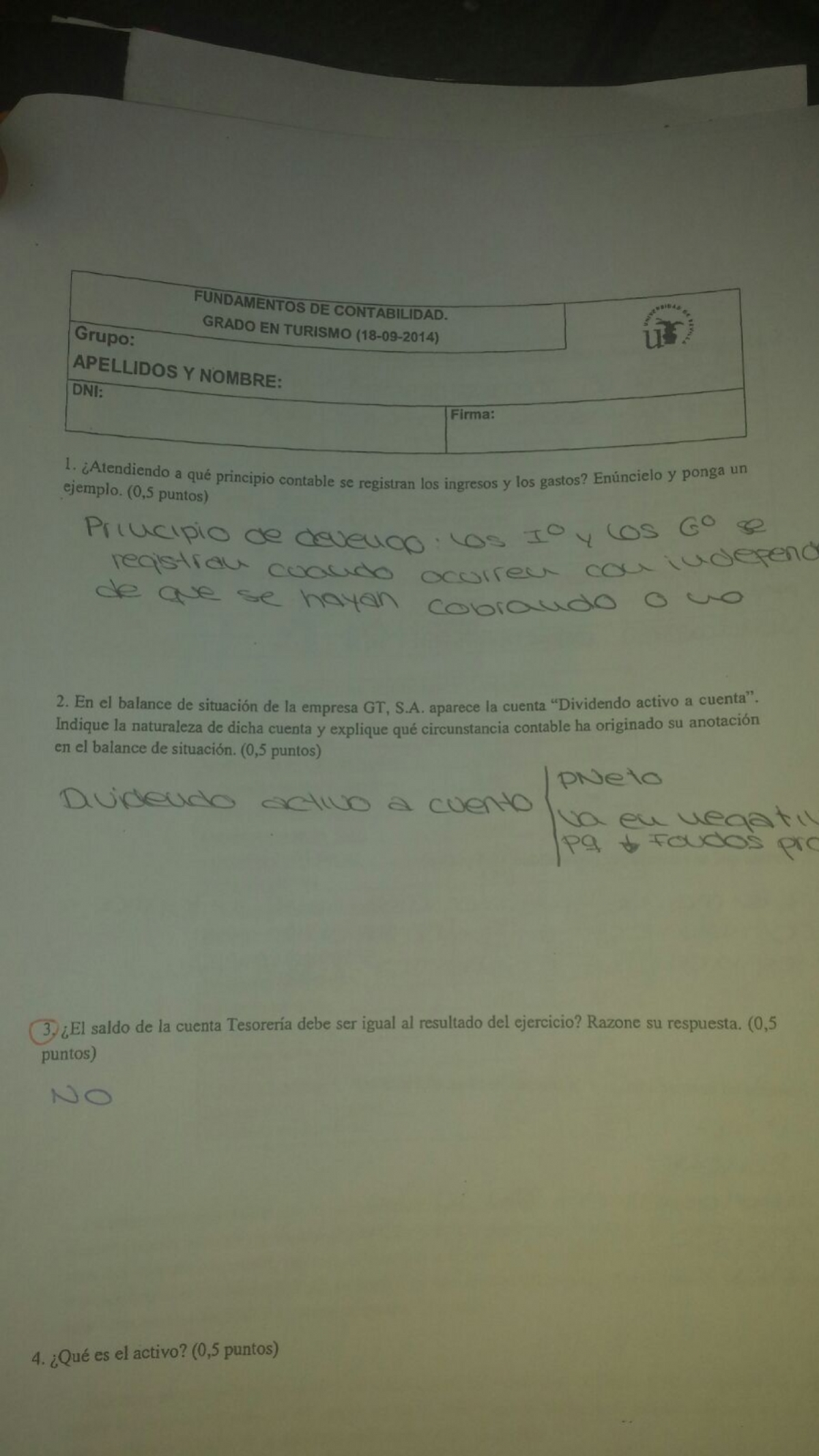 Exámen 18 Septiembre 2014 Preguntas Modelo De Examen Fundamentos