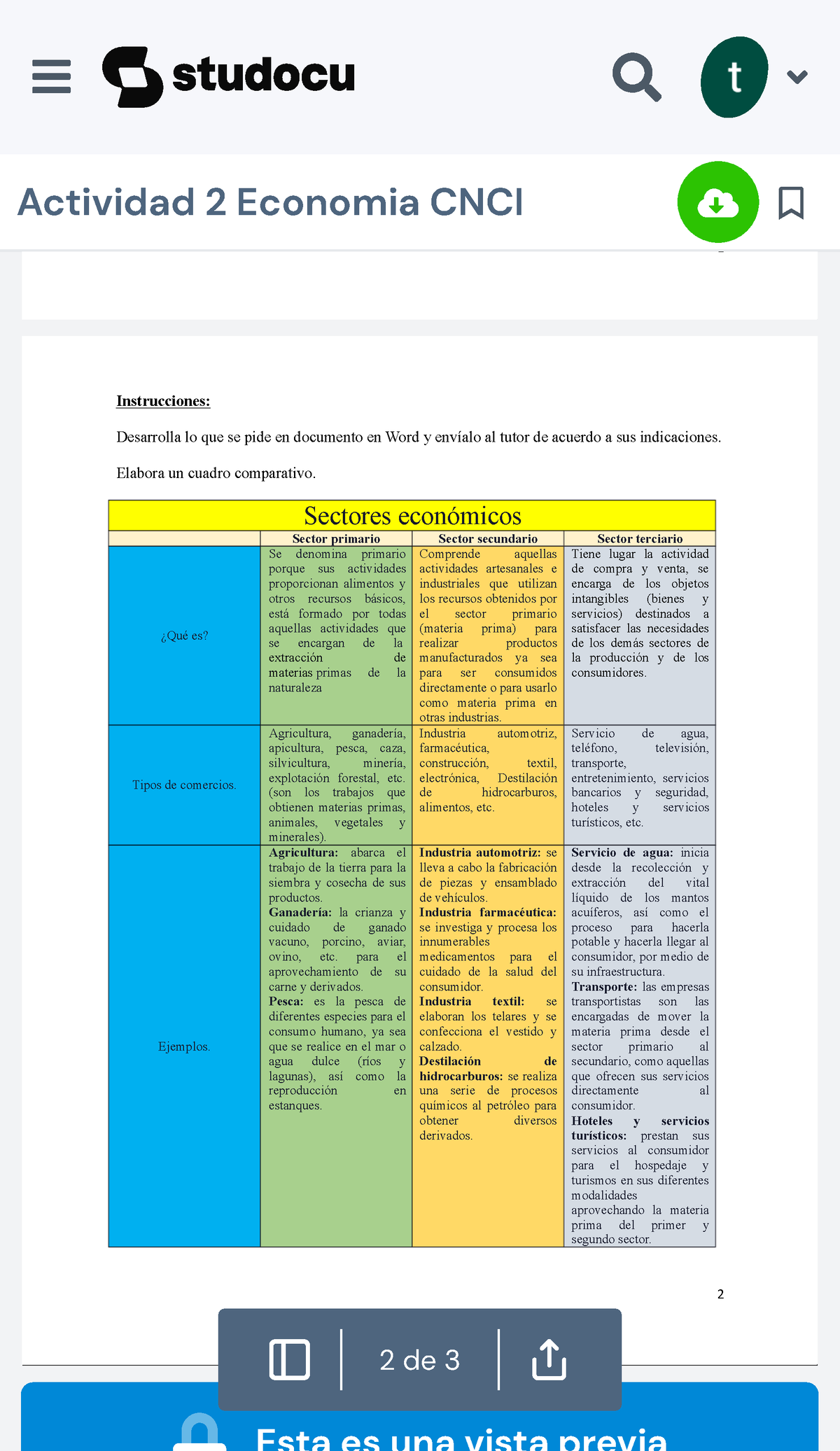 Actividad Economia Docx Universidad Virtual Cnci Cuadro Comparativo