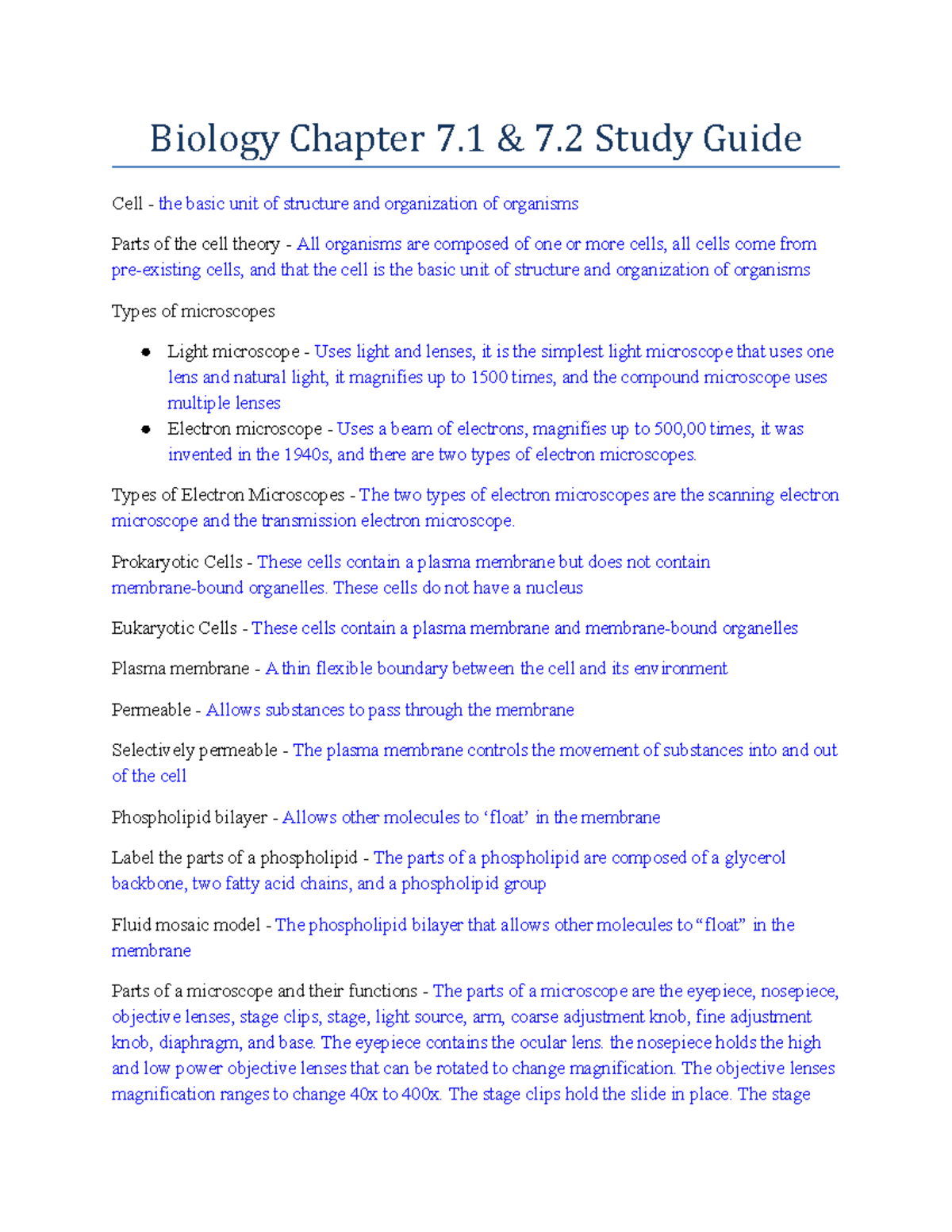 Biology Chapter 71 And 72 Study Guide Biology Chapter 7 And 7 Study