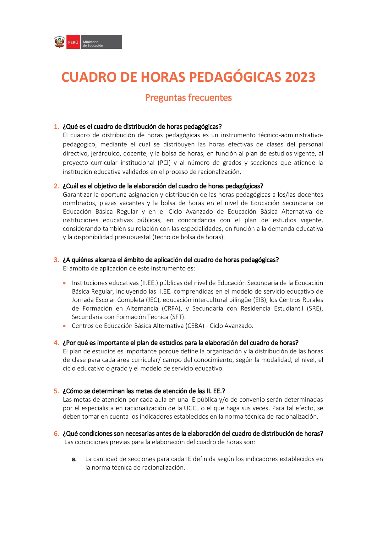 Preguntas Frecuentes Cuadro De Horas 2023 Cuadro De Horas PedagÓgicas