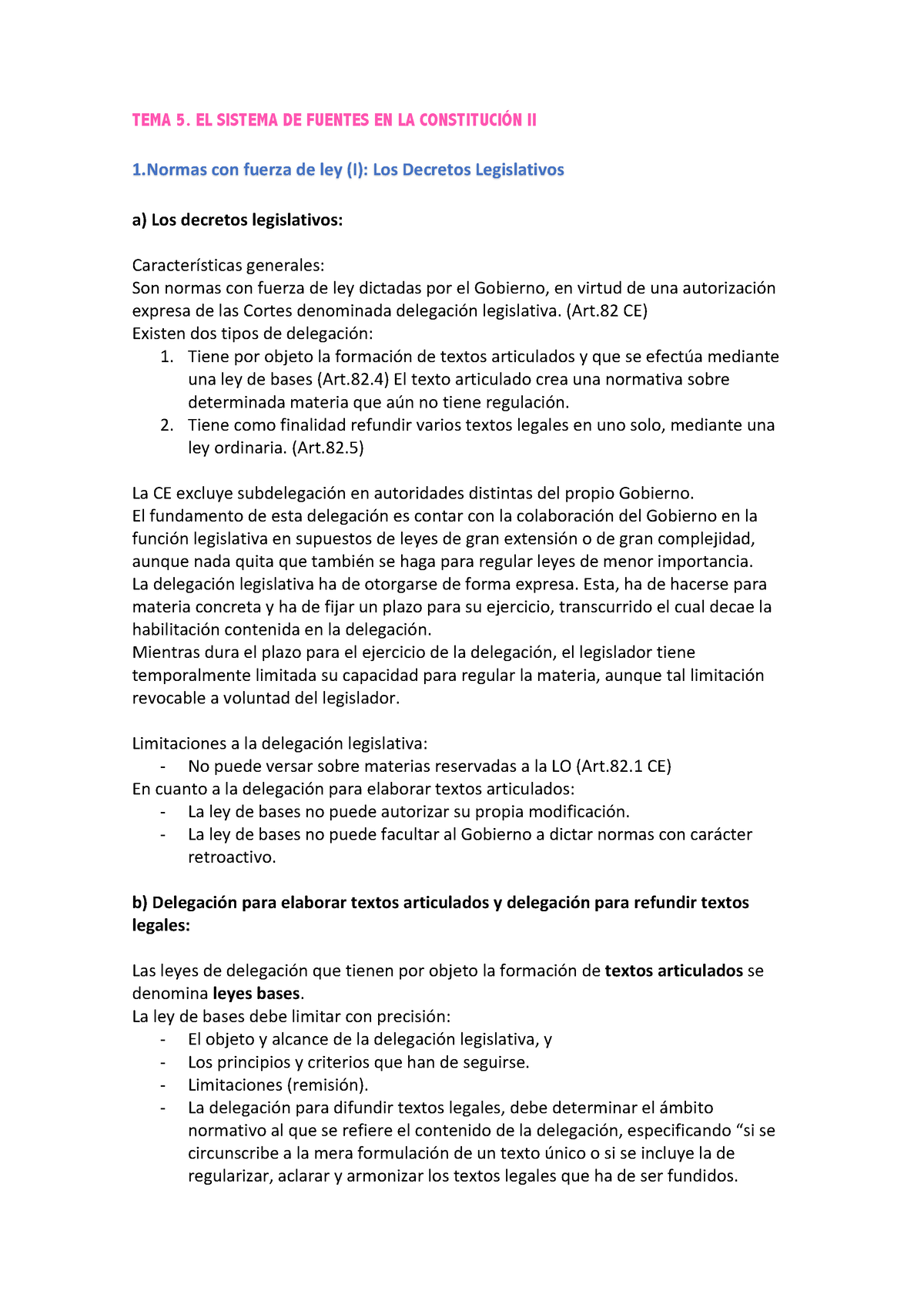 Tema 5 Apuntes Constitucional 1 Tema 5 El Sistema De Fuentes En La