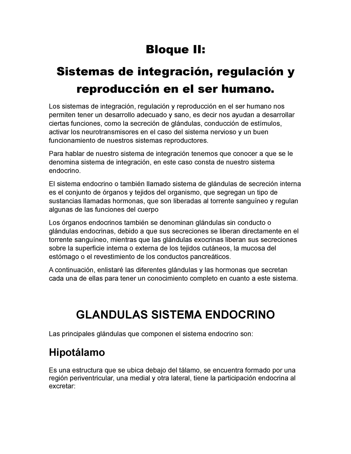 Sistemas De Integración Regulación Y Reproducción En El Ser Humano