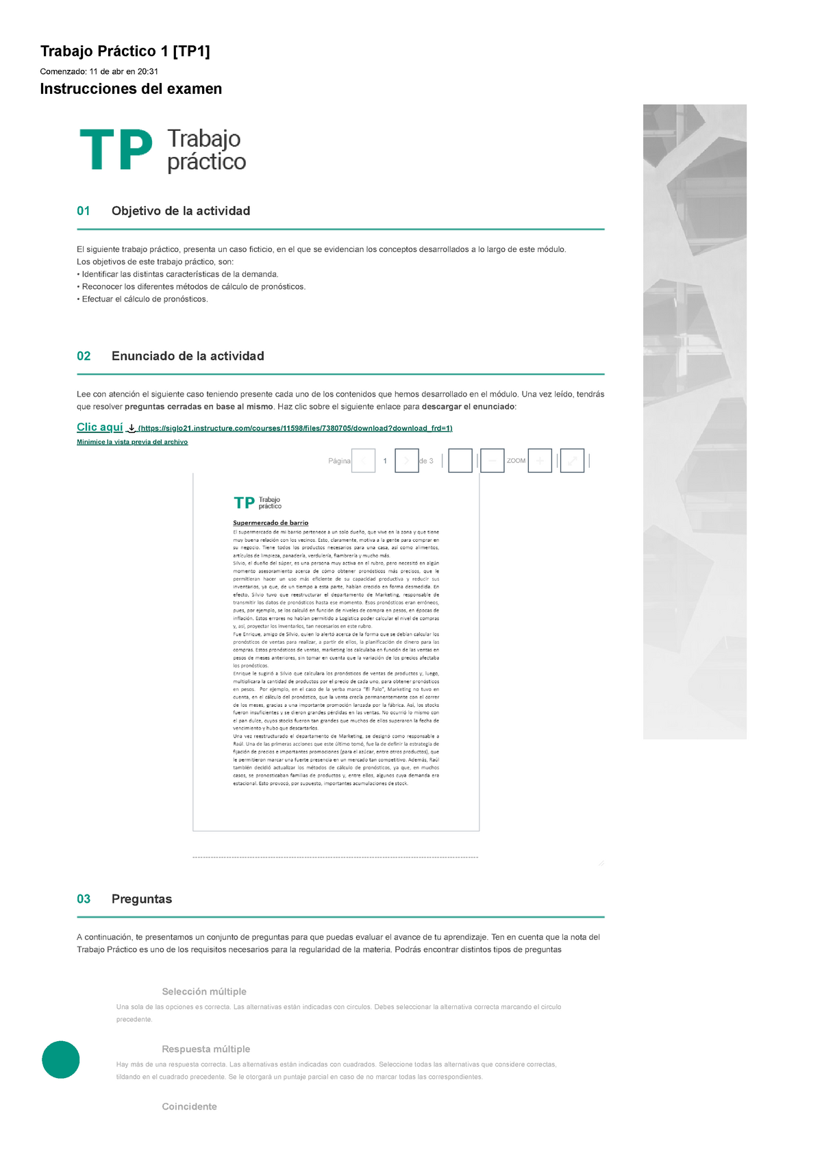 Examen Trabajo Práctico 1 Tp1 90 Producción 2 Trabajo Práctico