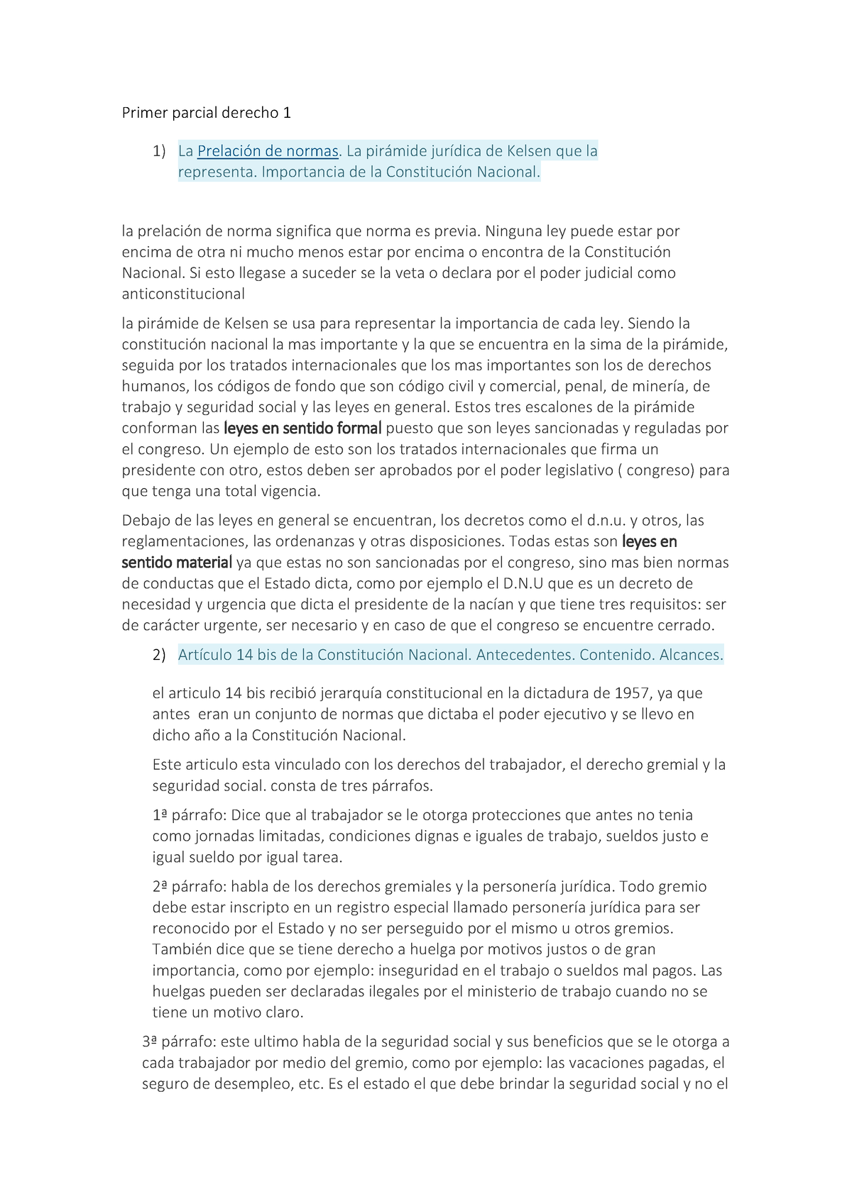 Parcial 1 Derecho Primer Parcial Derecho 1 1 La PrelaciÛn De Normas