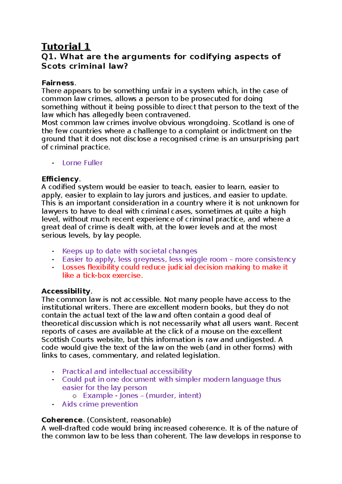 Legal Theory Tutorial Tutorial 1 Q1 What Are The Arguments For