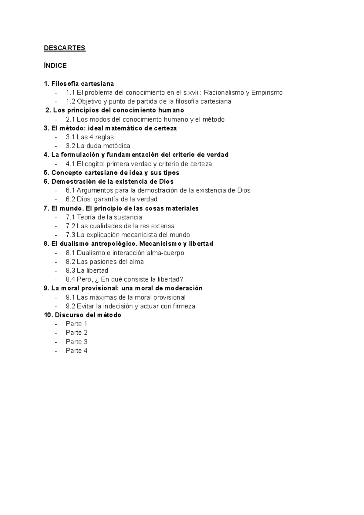 Descartes Apuntes Sara Y Yo Descartes Índice Filosofía Cartesiana 1