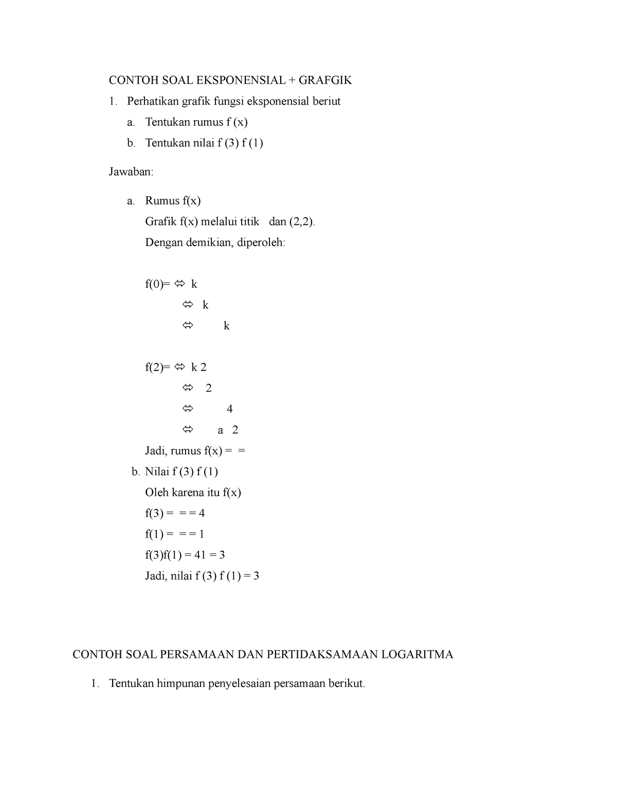 Contoh Soal Eksponensial Contoh Soal Eksponensial Grafgik