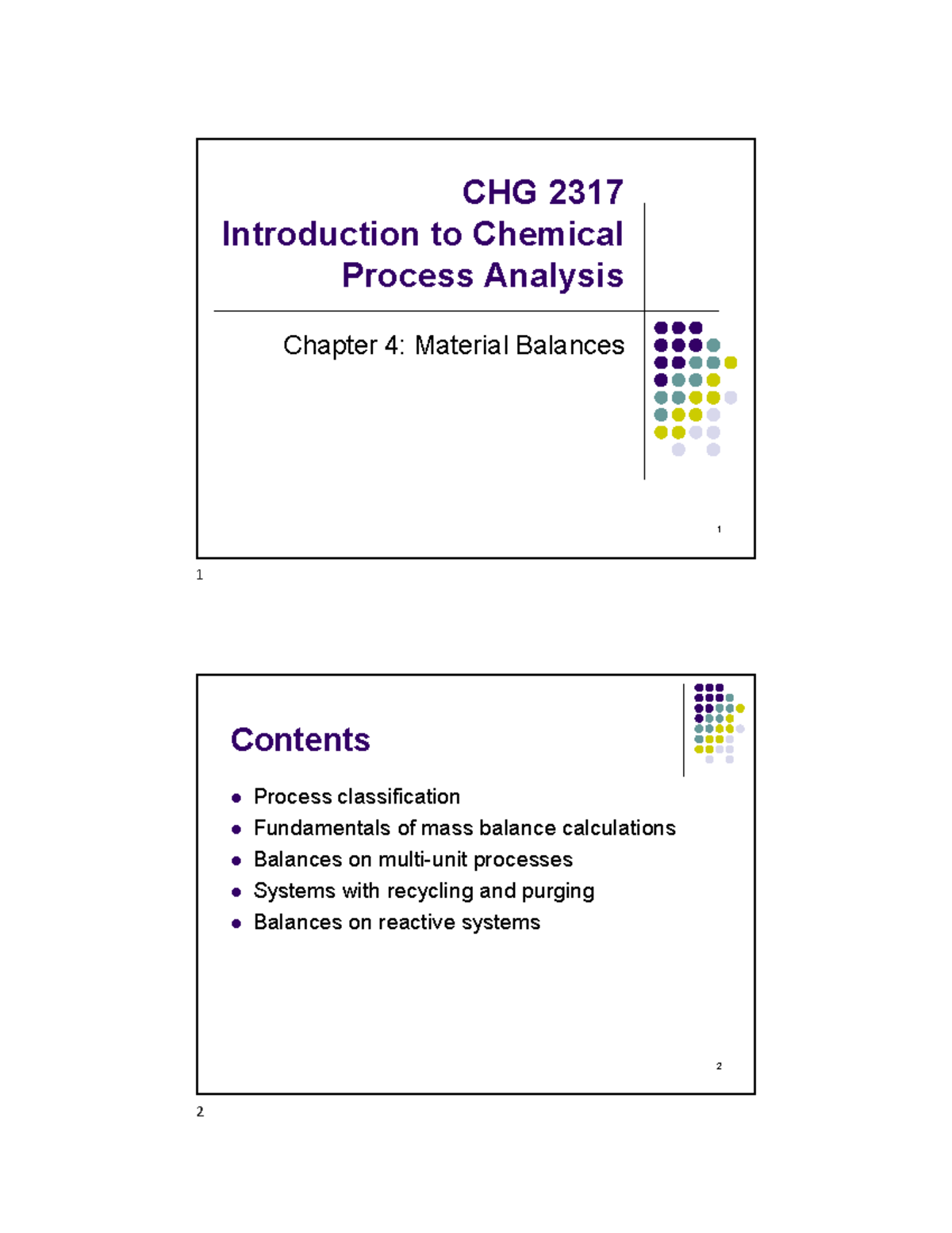 Chapter 4 1 Chg 2317 Introduction To Chemical Process Analysis