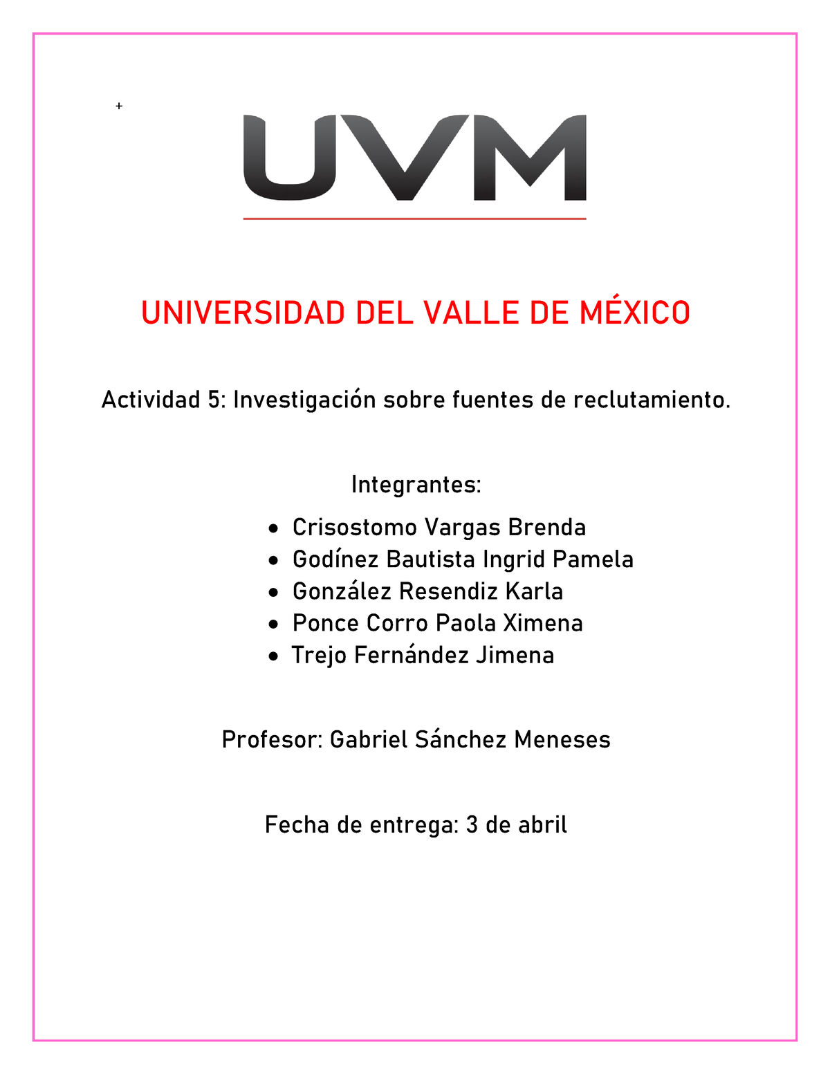 Act 5 Capital Humano 123456 Universidad Del Valle De MÉxico