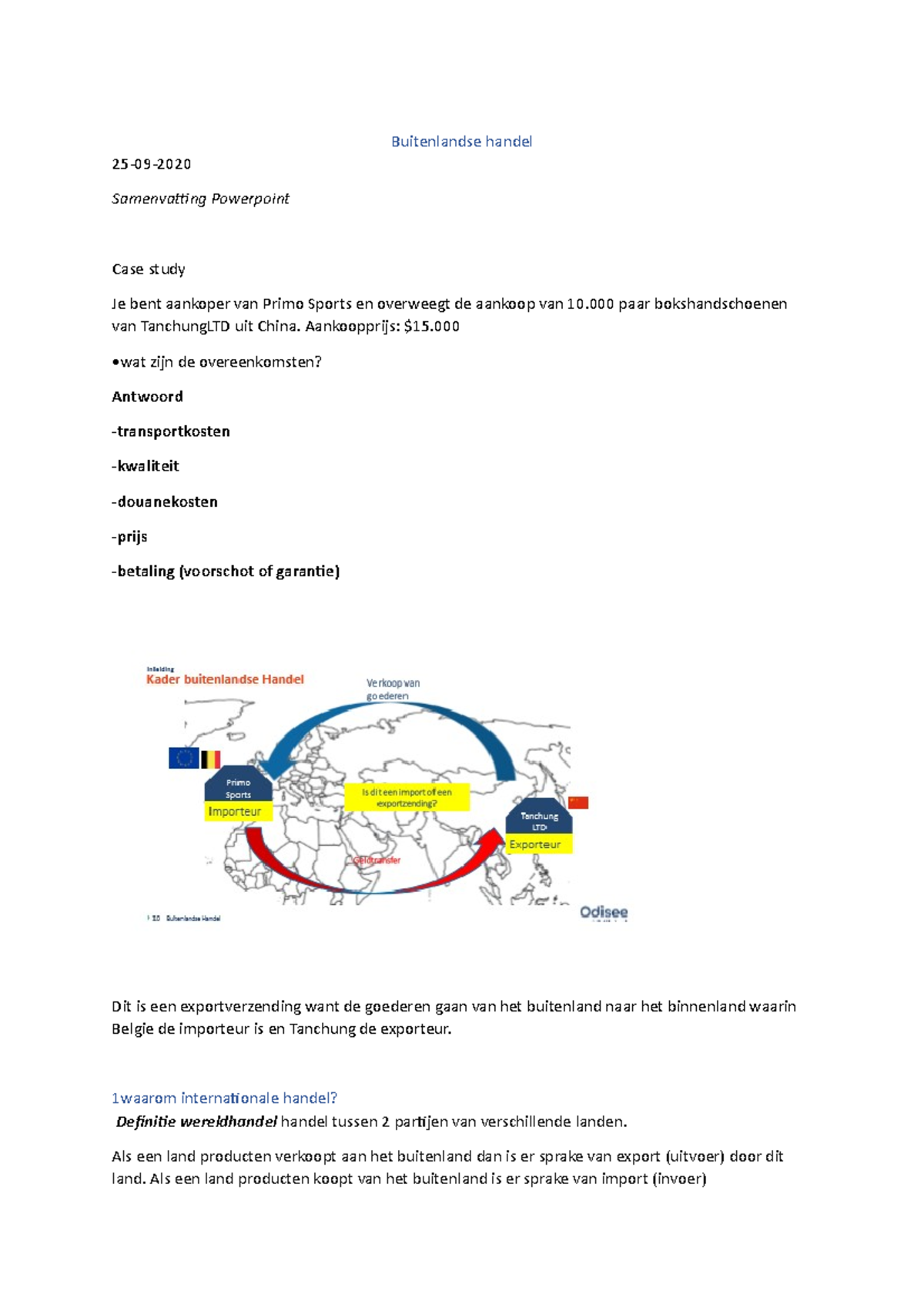 Buitenlandse Handel Samenvatting Buitenlandse Handel 25 09