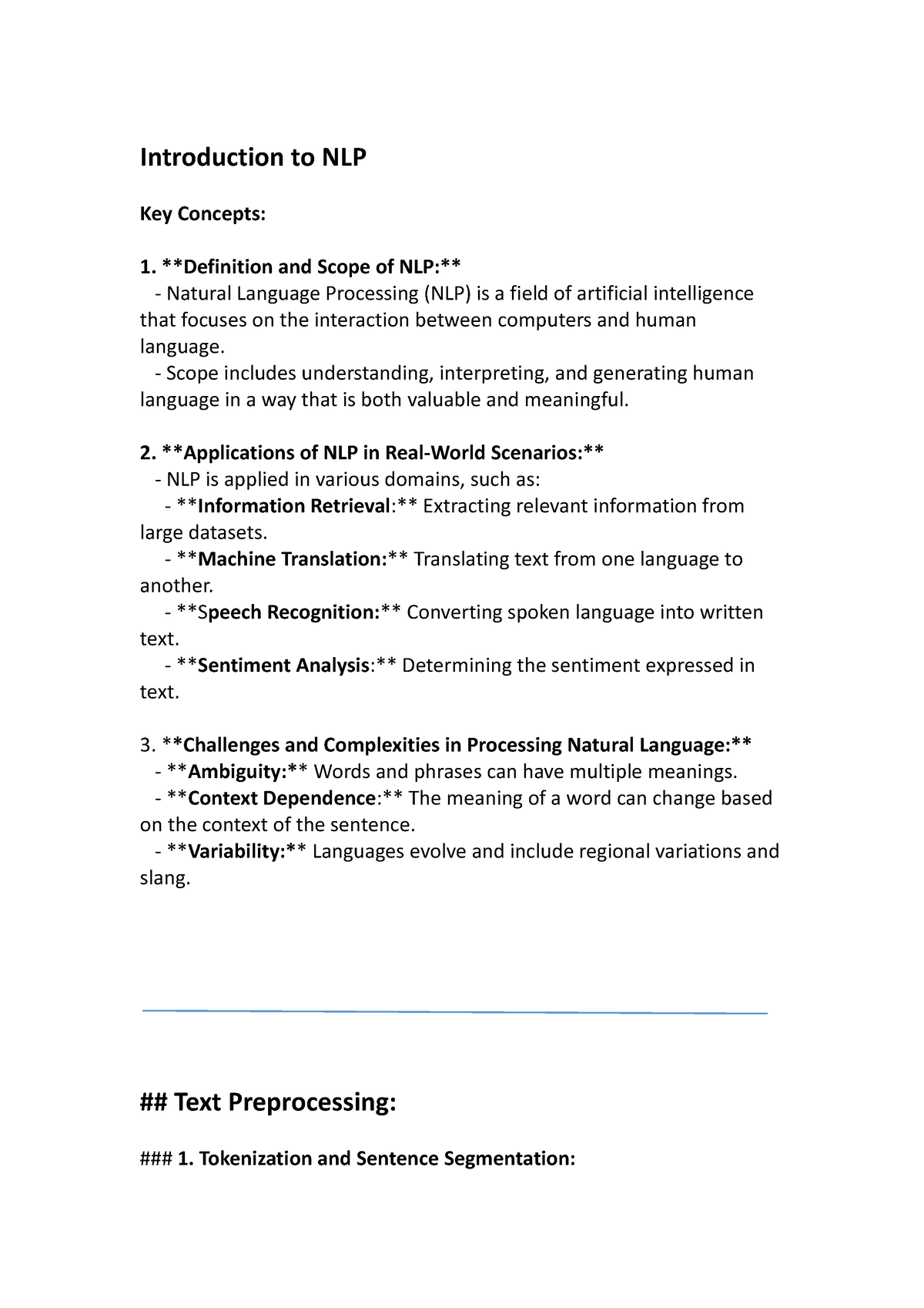 Nlp Notes Introduction To Nlp Key Concepts Definition And Scope Of