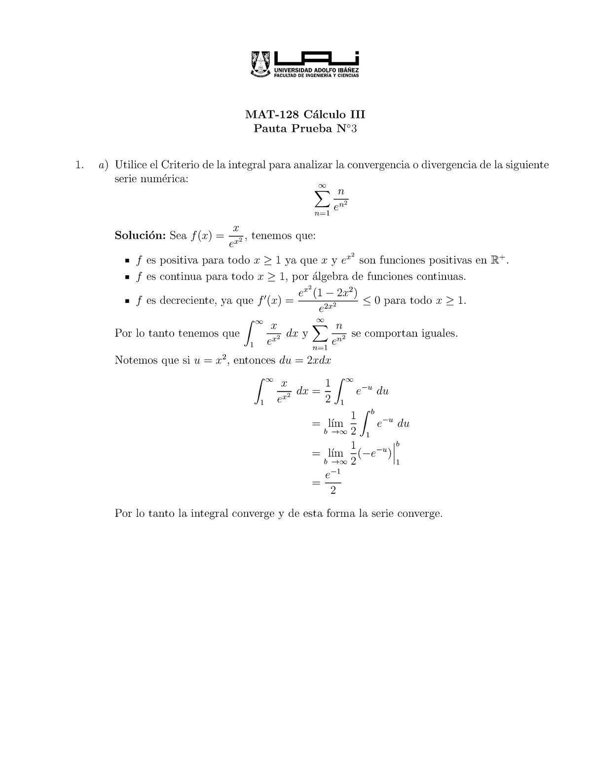 Pauta Prueba 3 Calculo Iii 2019 1 1 Mat 128 C ́alculo Iii Pauta