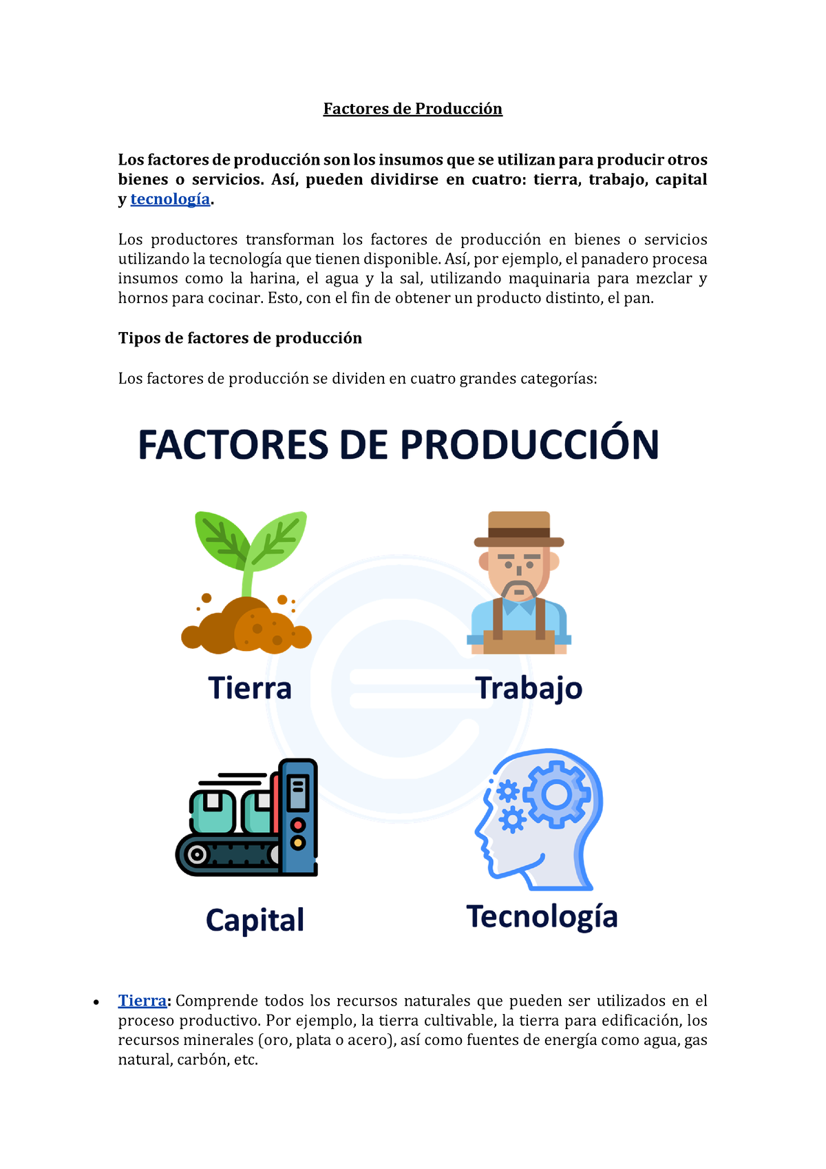 Clase 4 Factores De Producción Factores De Producción Los Factores De