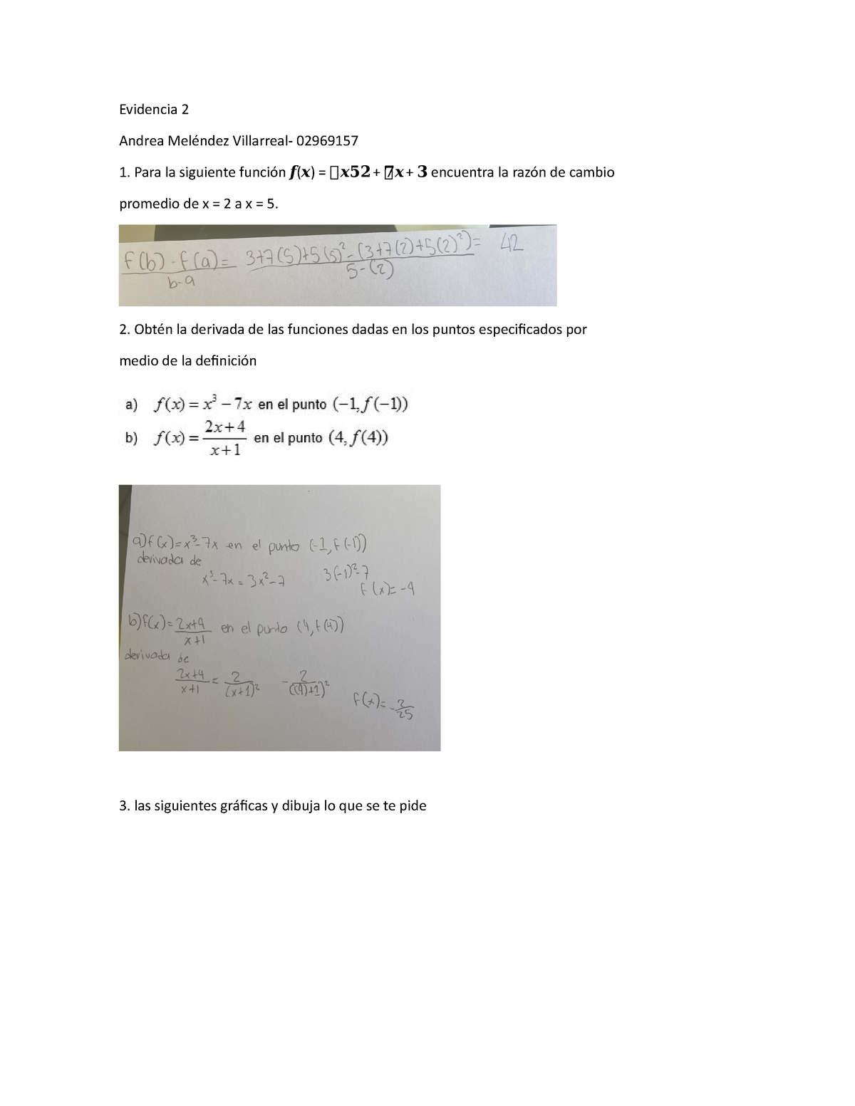 Evidencia 2 Calculo Diferencial Evidencia 2 Andrea Meléndez