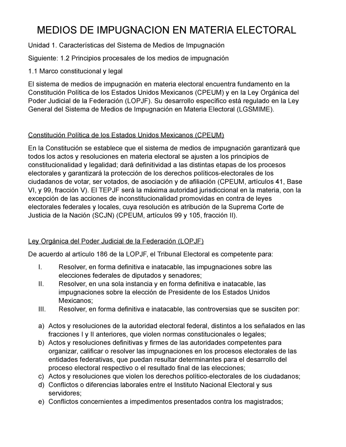 Unidad 1 Características Del Sistema De Medios De Impugnación Medios