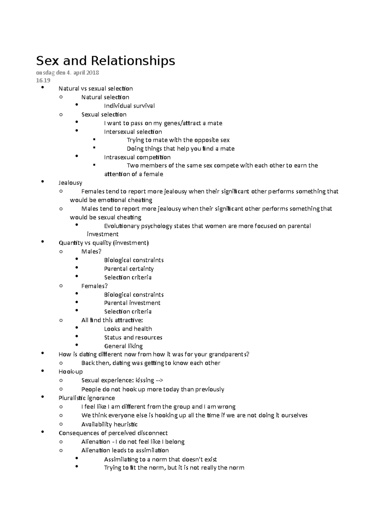 Sex And Relationships All Of Dr Curtis Lecture Notes Sex And