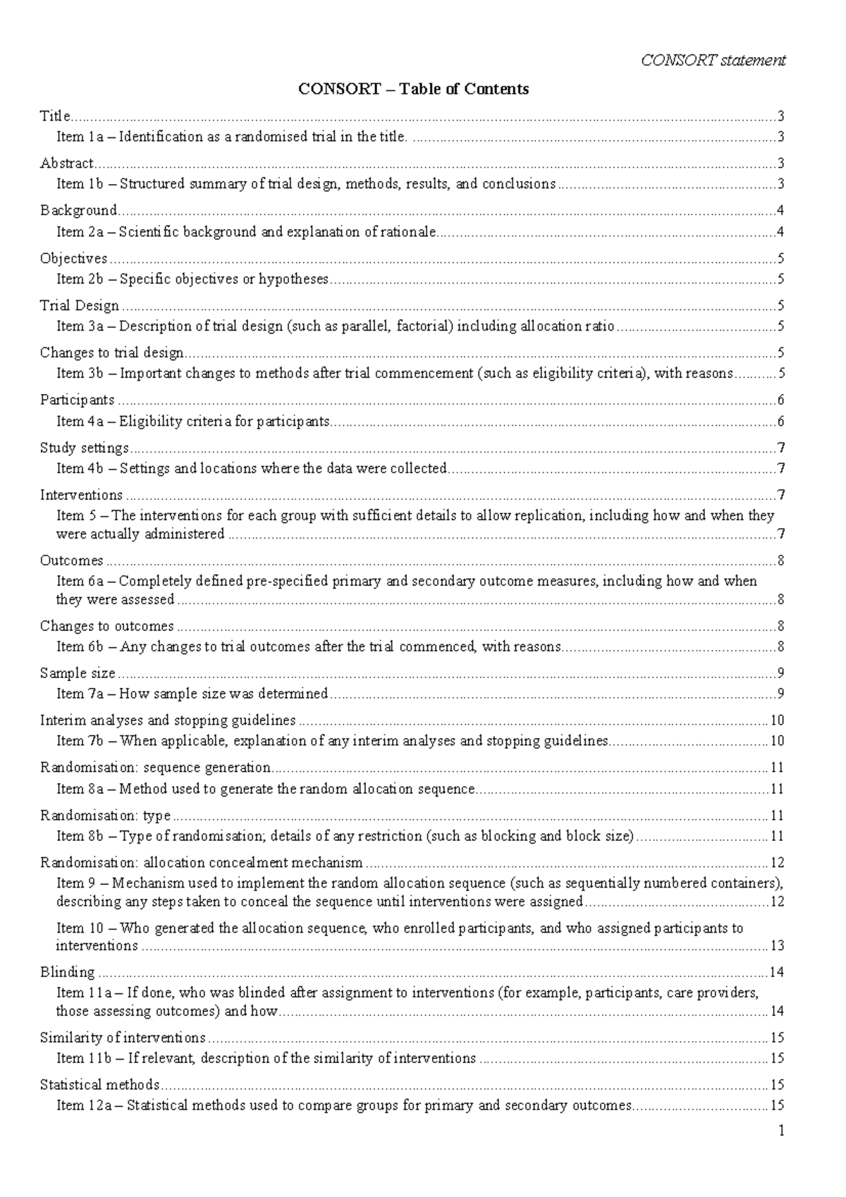 Consort Statement Cdps Form Consort Table Of Contents Studocu