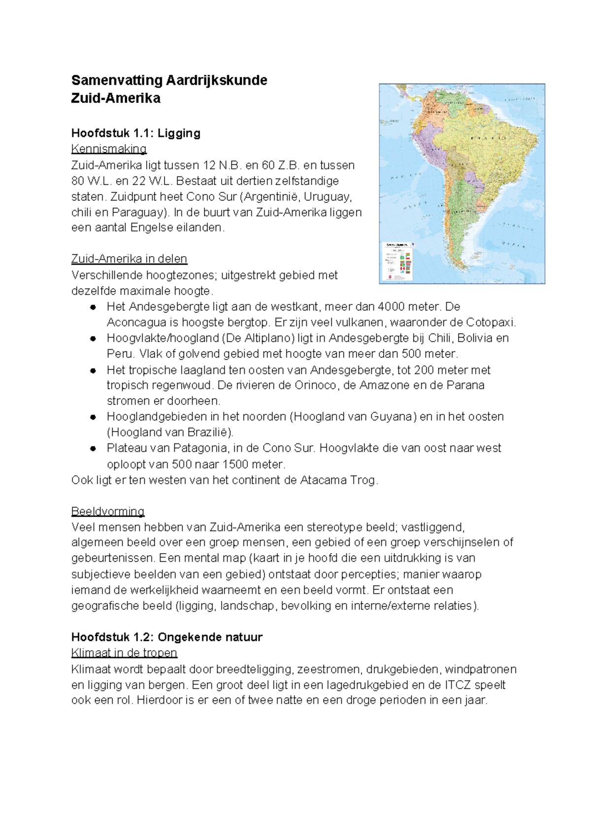 Ak Samenvatting Zuid Amerika Samenvatting Aardrijkskunde Zuid Amerika