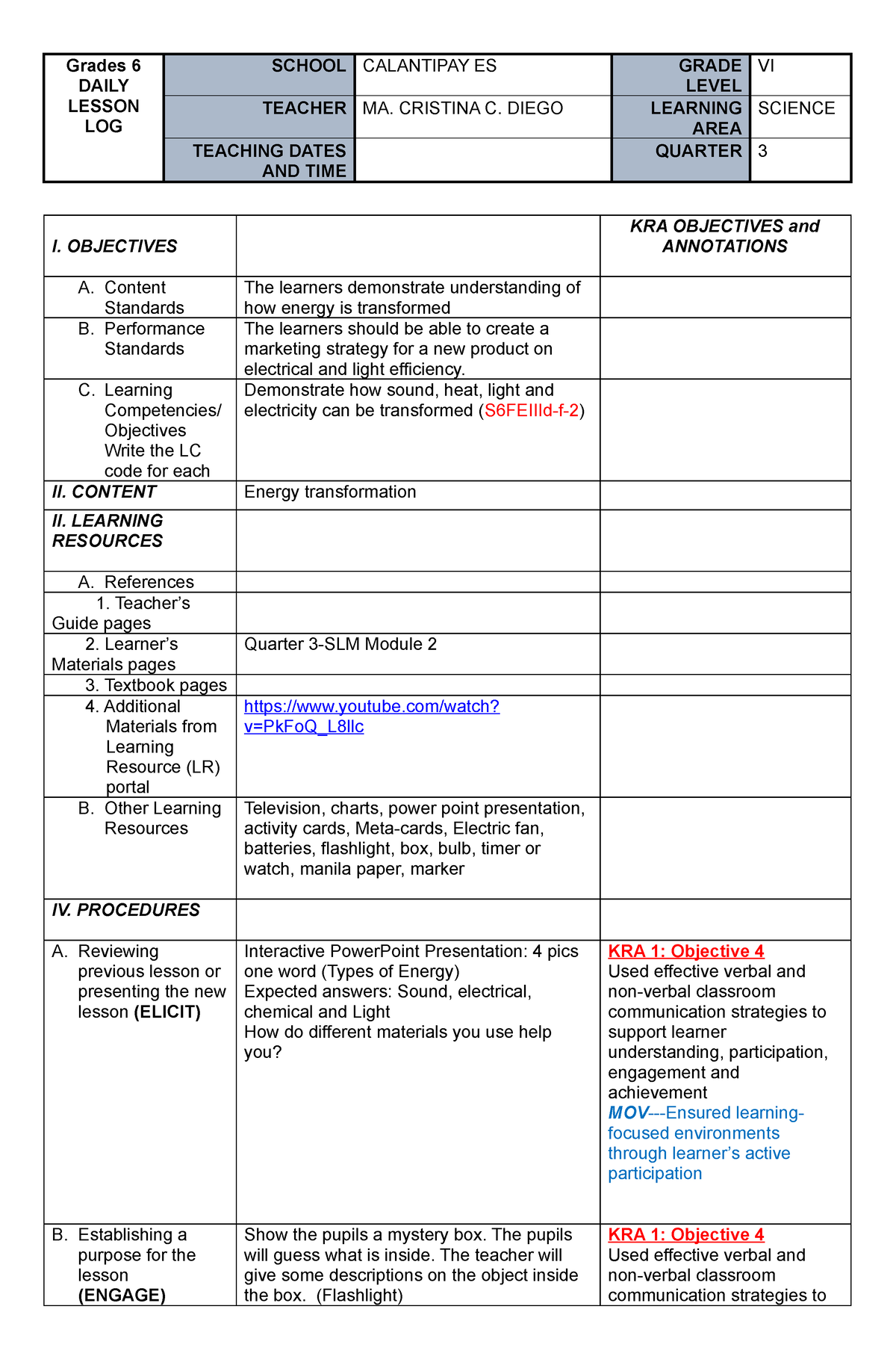 Dlp Filipino Kambal Katinig Cot Detailed Lesson Plan Based On Do Hot