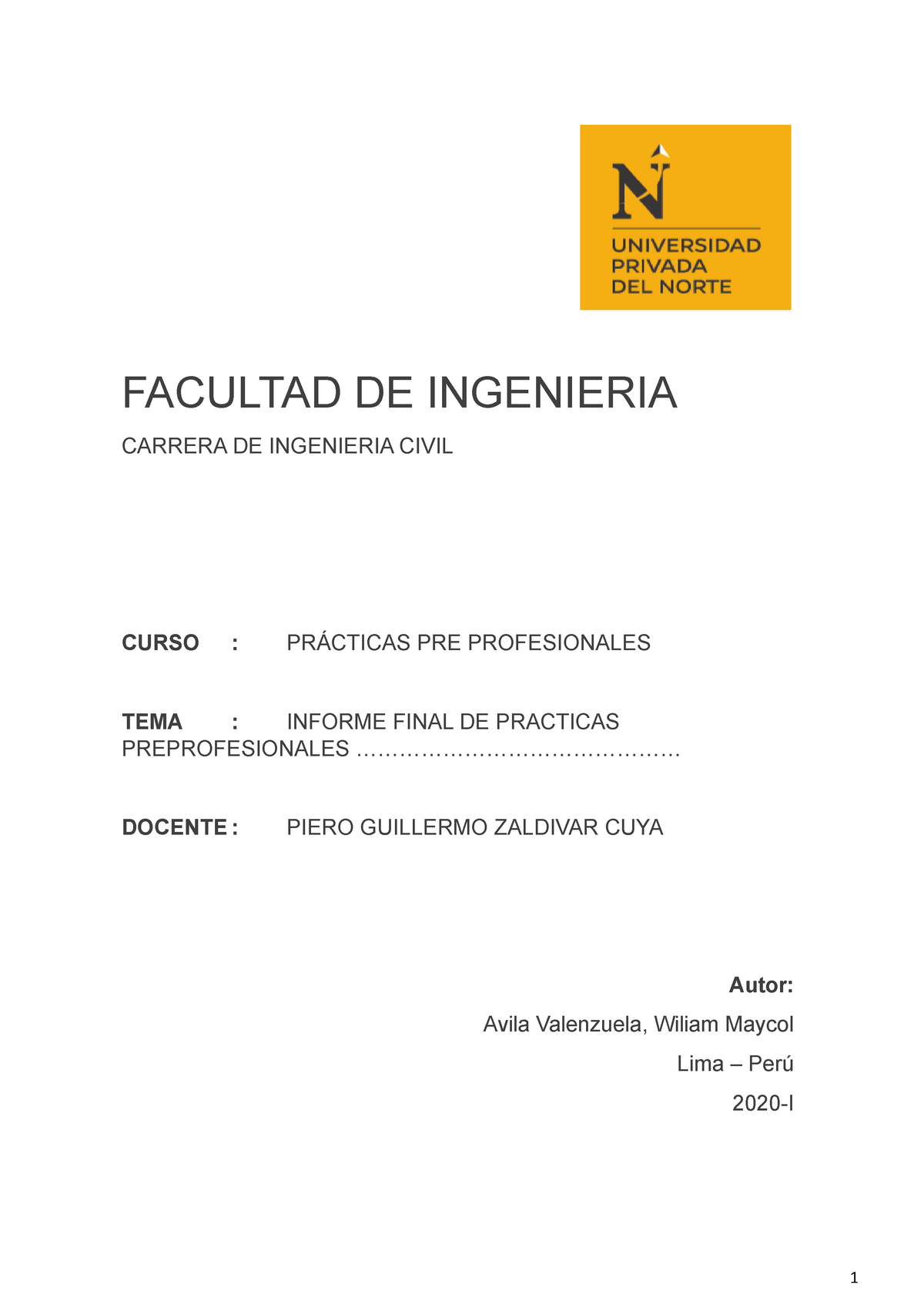 470532811 Modelo Informe De Practicas Practicas Pre Profesionales