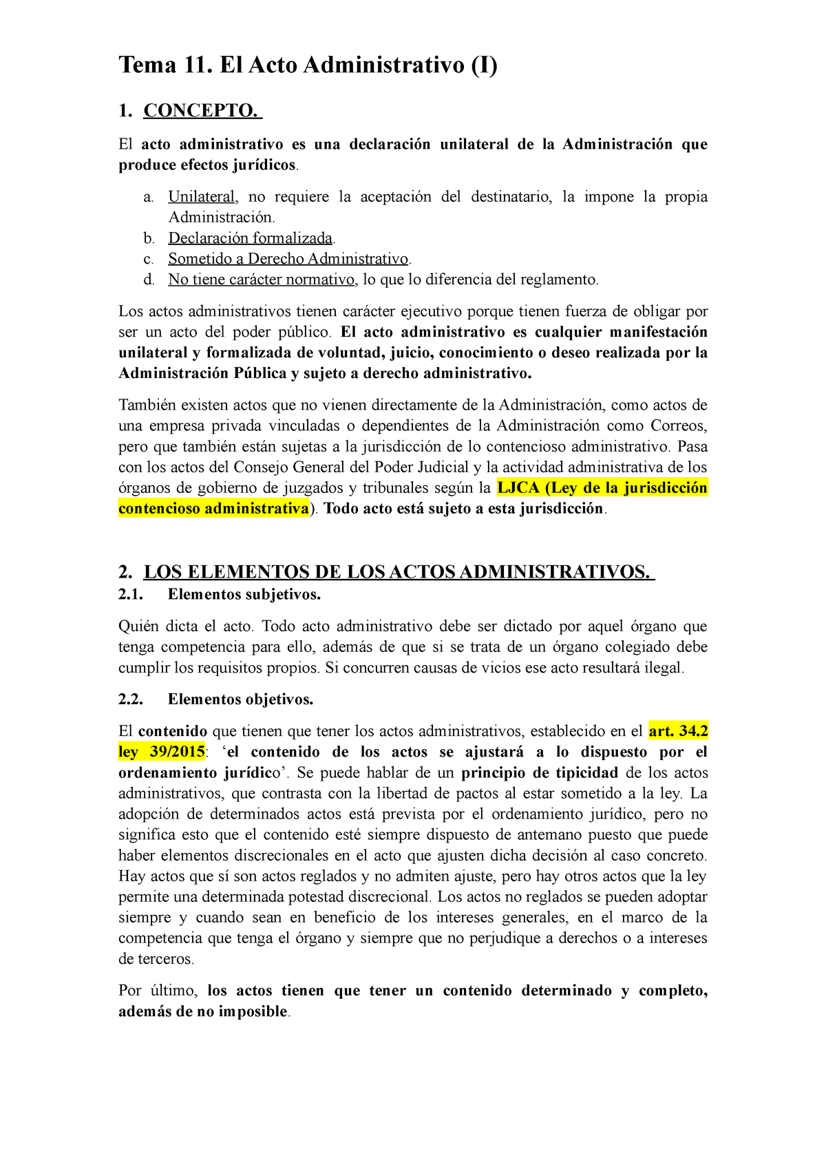 Tema 11 El Acto Administrativo I Tema 11 El Acto Administrativo