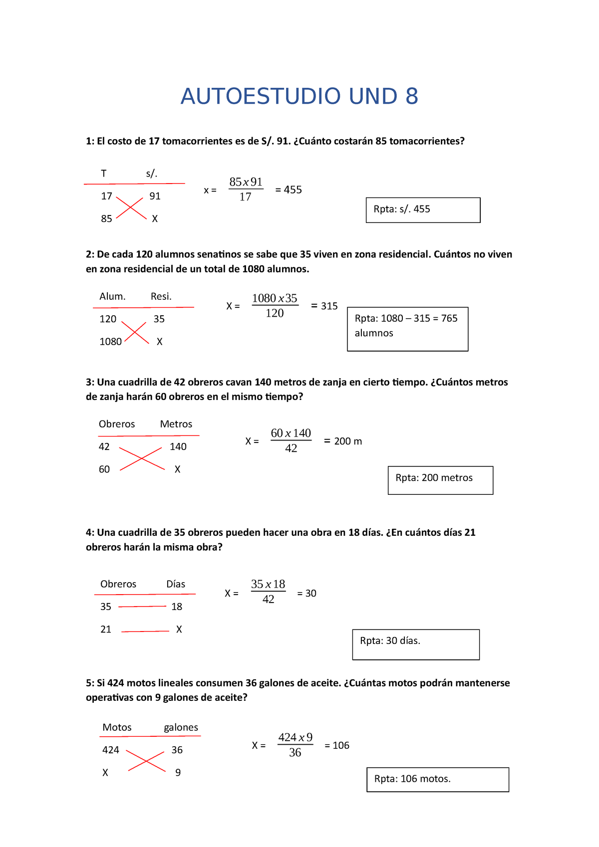 Unidad 8 Matematica Matematica Autoestudio Und 8 1 El Costo De 17