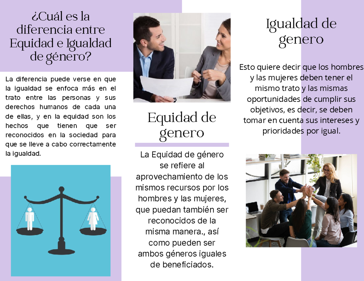 Actividad A6 Triptico Equidad De Genero Igualdad De Genero ¿cuál Es