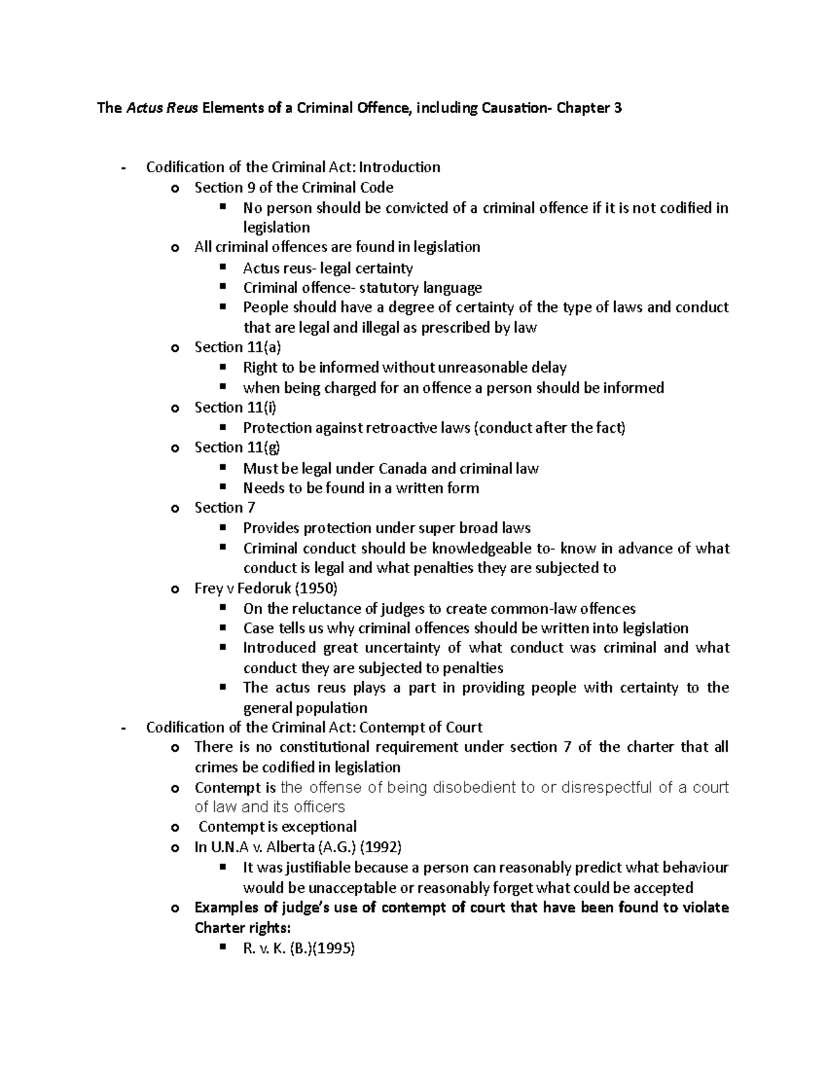 Crm 200 Class 2 Summary Of Course The Actus Reus Elements Of A