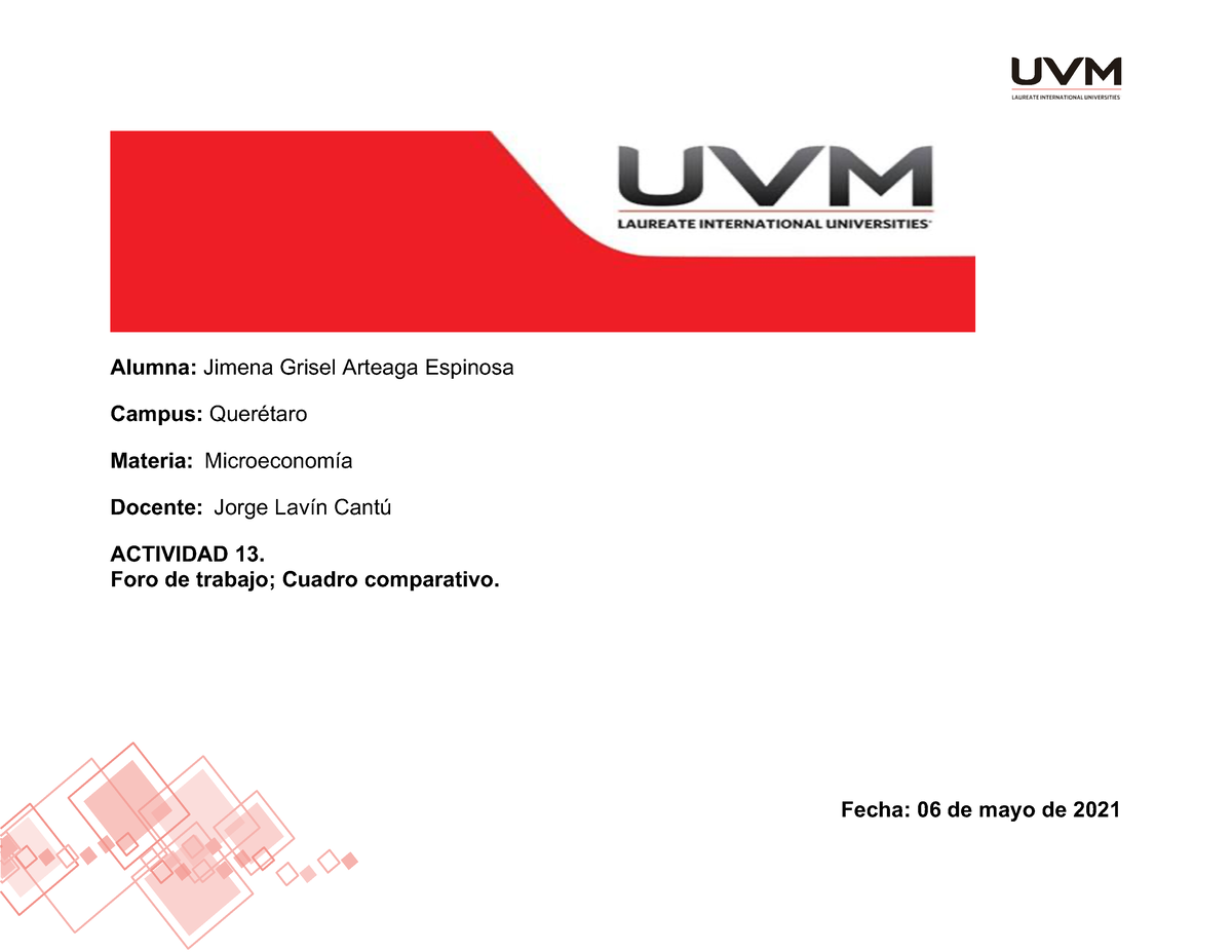 Cuadro Comparativo Microeconomia Uvm Studocu