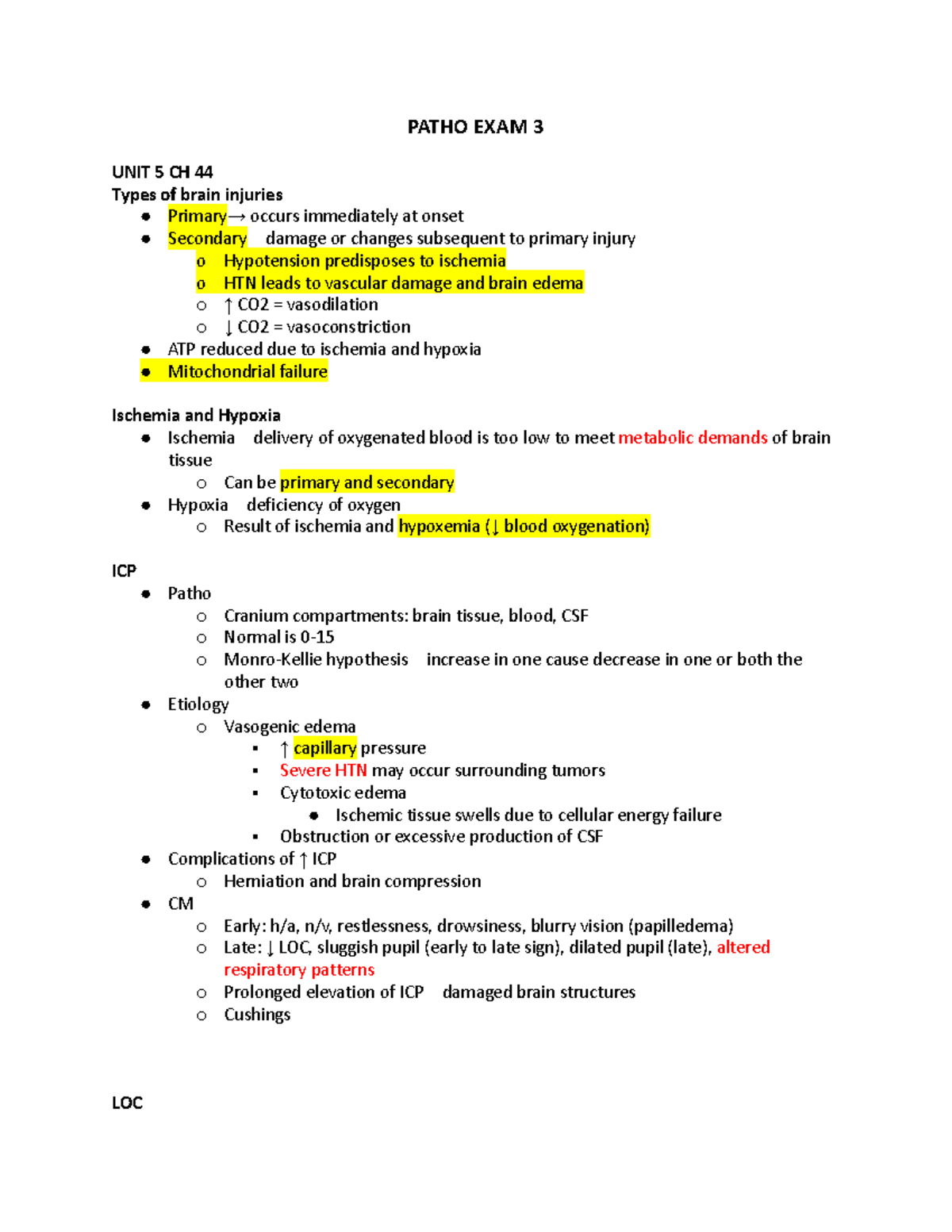 Patho Exam 3 Exam 3 Study Guide Patho Exam 3 Unit 5 Ch 44 Types Of