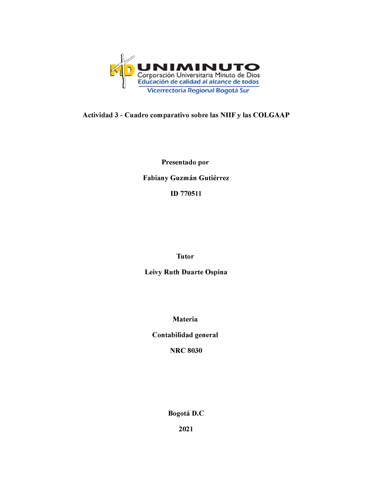 Actividad 3 Cuadro Comparativo Niif Normas Contables Actividad 3