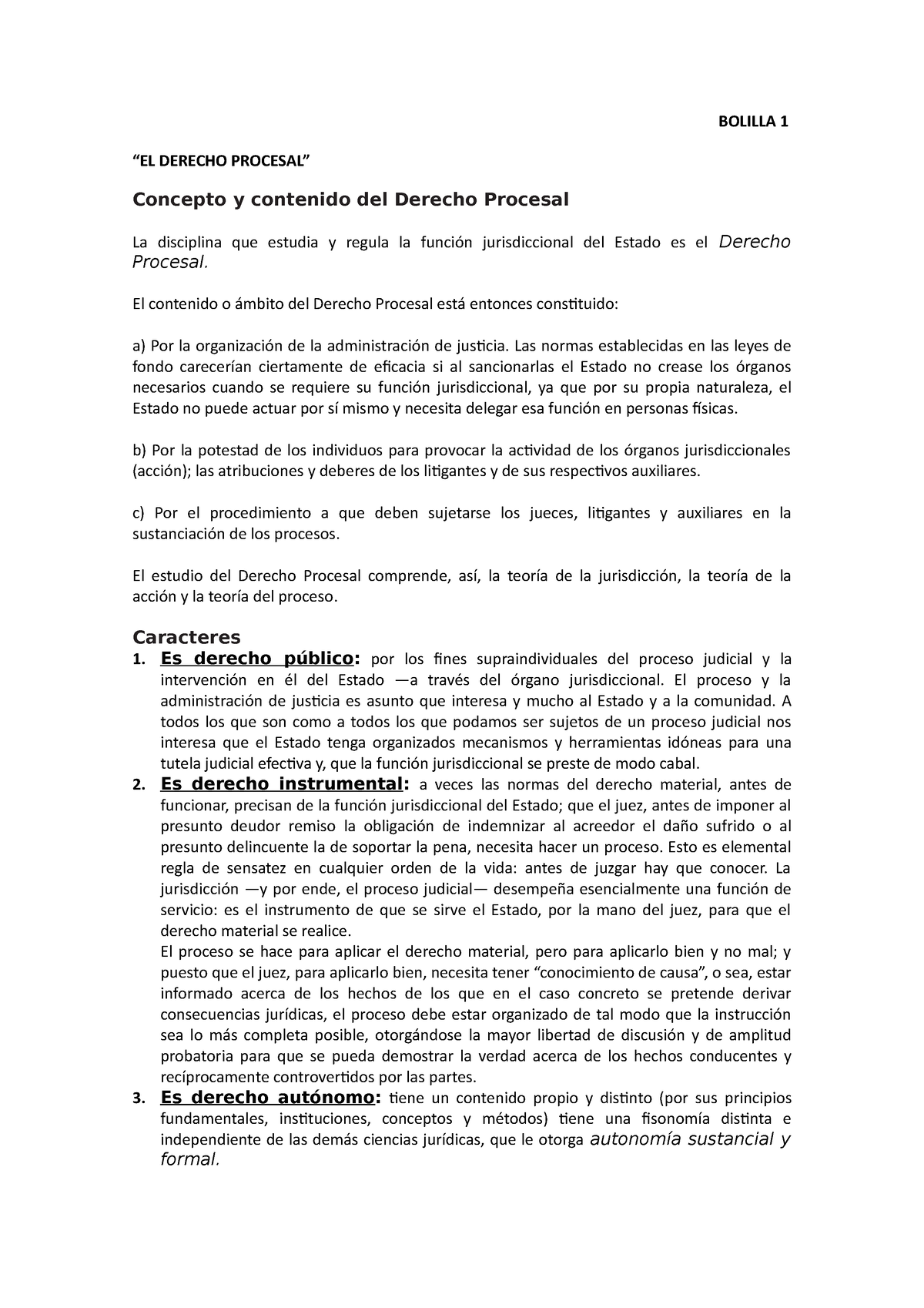 Bolilla 1 Resumen De Unidad 1 Bolilla 1 “el Derecho Procesal