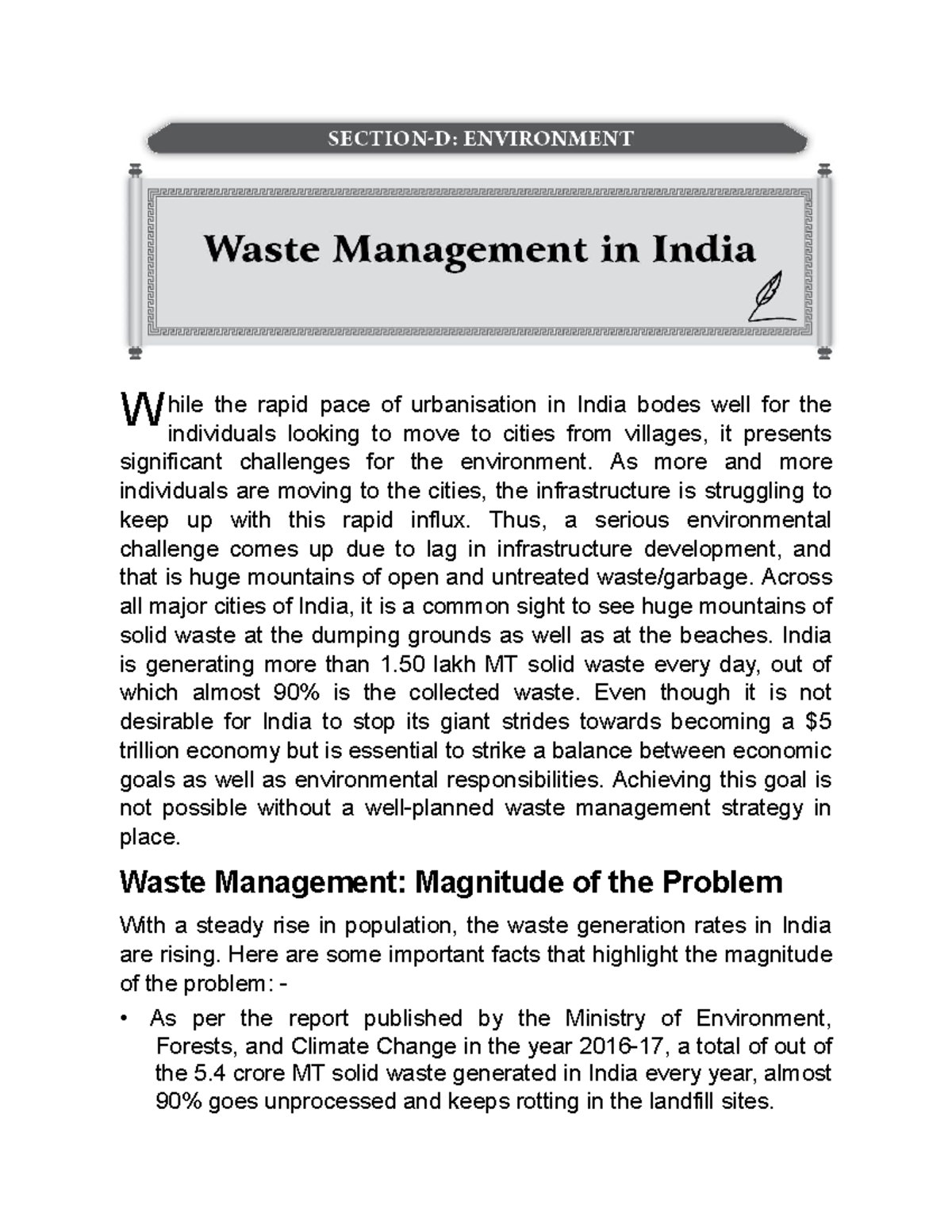 Essay Waste Management In India W Hile The Rapid Pace Of Urbanisation