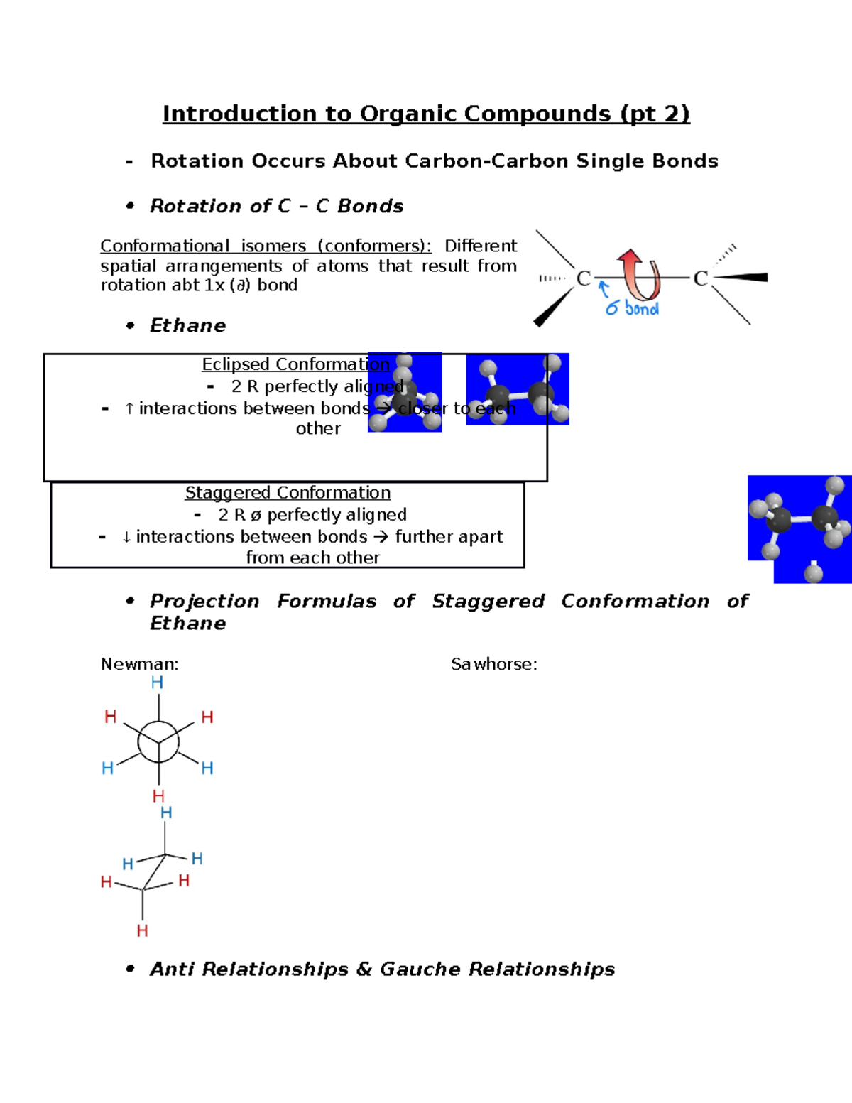 Chapter 3 Intro To Organic Compounds Pt 2 Notes Introduction To