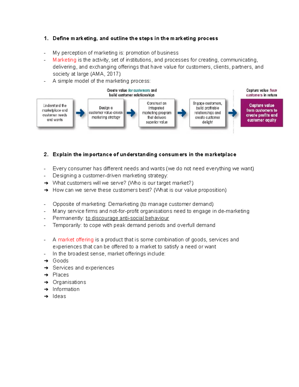 Marketing Lecture Week 1 Define Marketing And Outline The Steps In