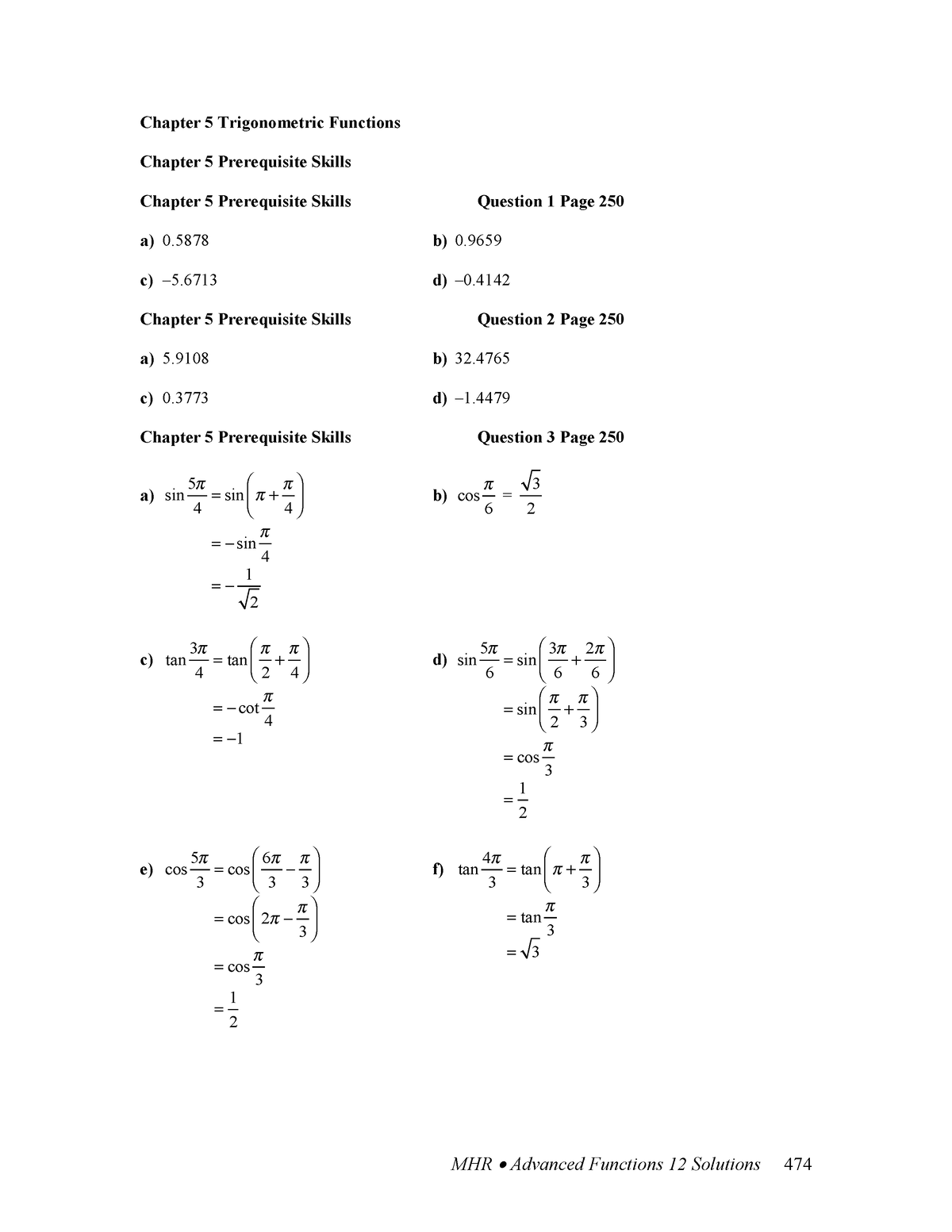 Af12 Chapter 5 Solutions Chapter 5 Trigonometric Functions Chapter 5