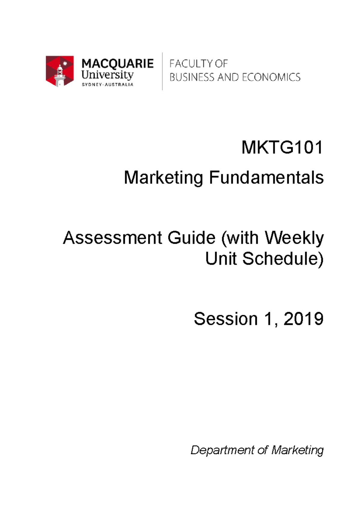 Mktg101 S1 2019 Assessment Guide Mktg101 Marketing Fundamentals