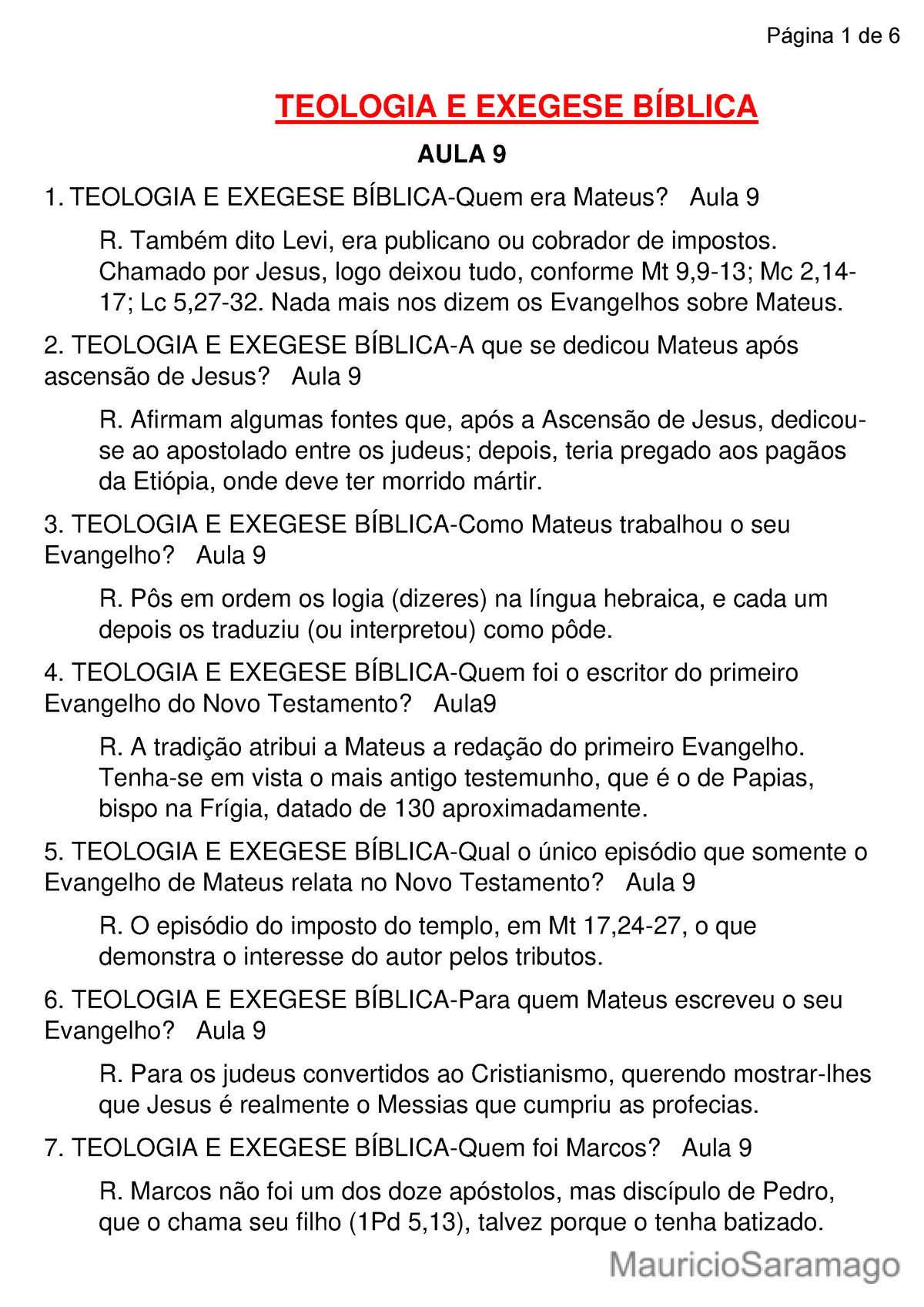 Teologia E Exegese Bíblica Perguntas Elaboradas Durante Estudo Da Aula