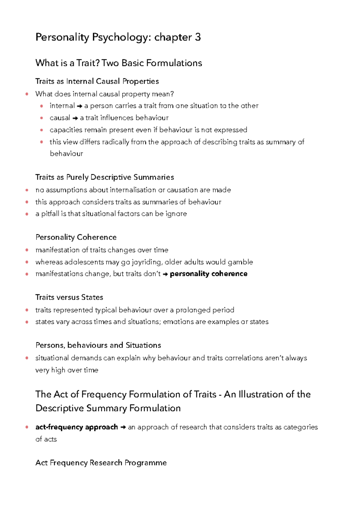 Personality Psychology Chapter 3 Studeersnel