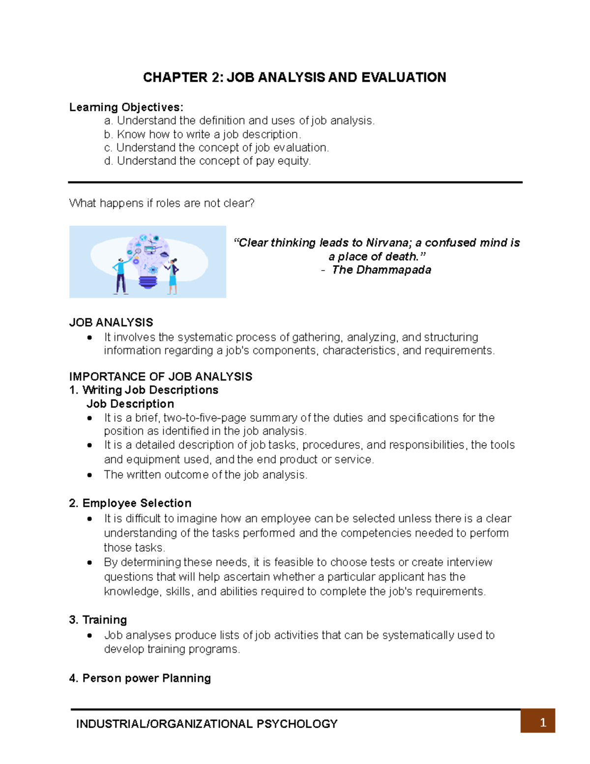 Chapter 2 Industrial Psychology Chapter 2 Job Analysis And