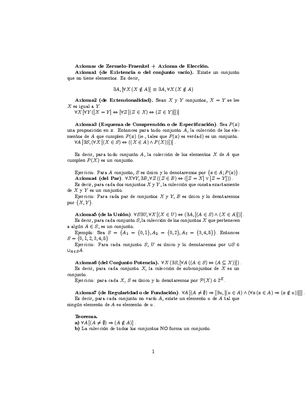 Axiomas Conjuntos Coloquial Axiomas De Zermelo Fraenkel Axioma De