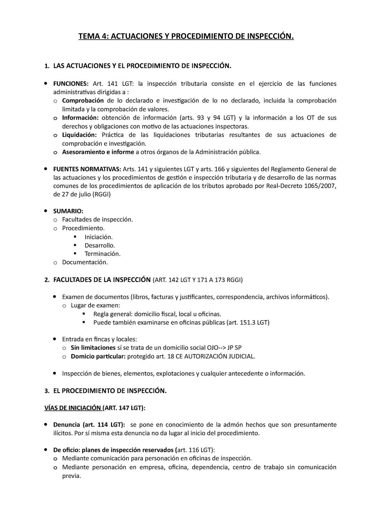 Tema 4 Resumen Tema 4 De Procedimientos Tema 4 Actuaciones Y