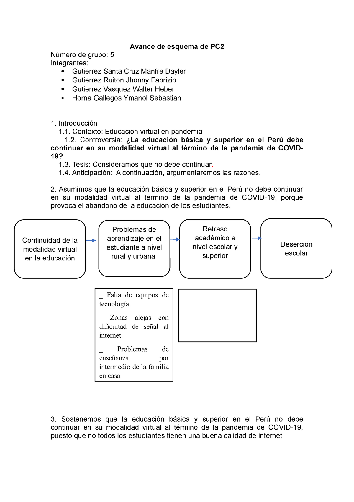 S14s2 Práctica Calificada 2 Esquema De Redacción Avance De Esquema