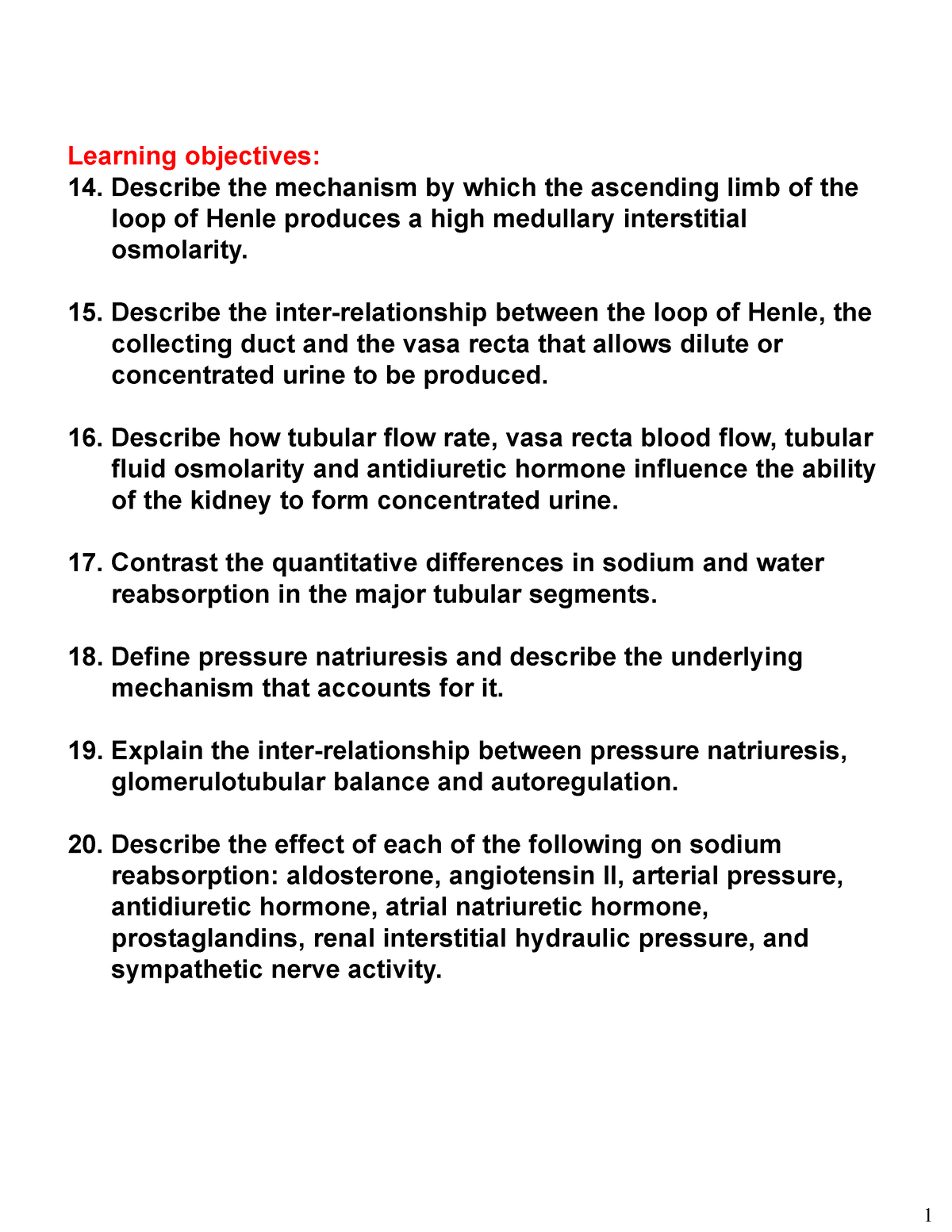 Shams Lectures P7 And P8 Urine Concentration And Dilution And