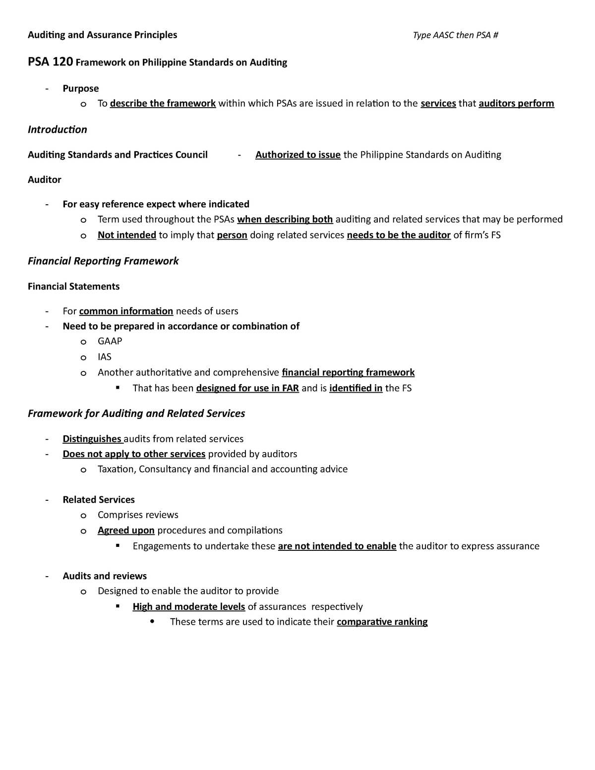 Auditing And Assurance Principles Studocu